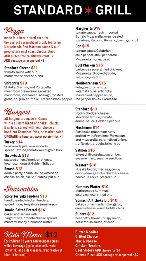 Grill Menu — STANDARD MARKET