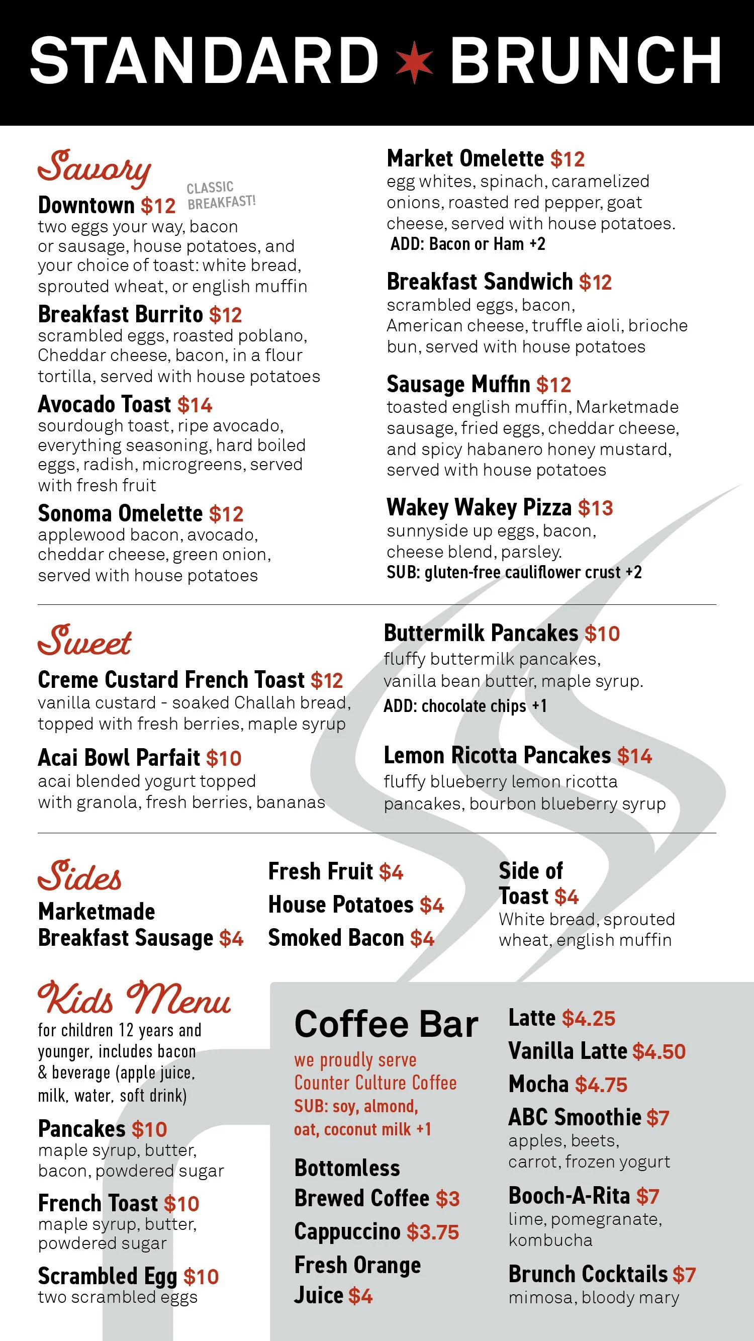 Grill Menu — STANDARD MARKET