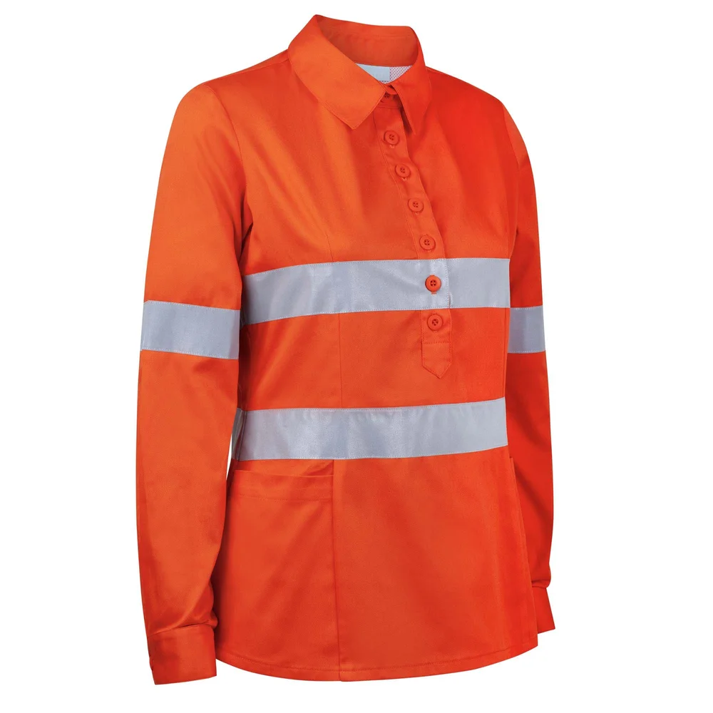 Women's Hi Vis Safety Work Shirt - Reflective Tape | Apto PPE — Apto ...