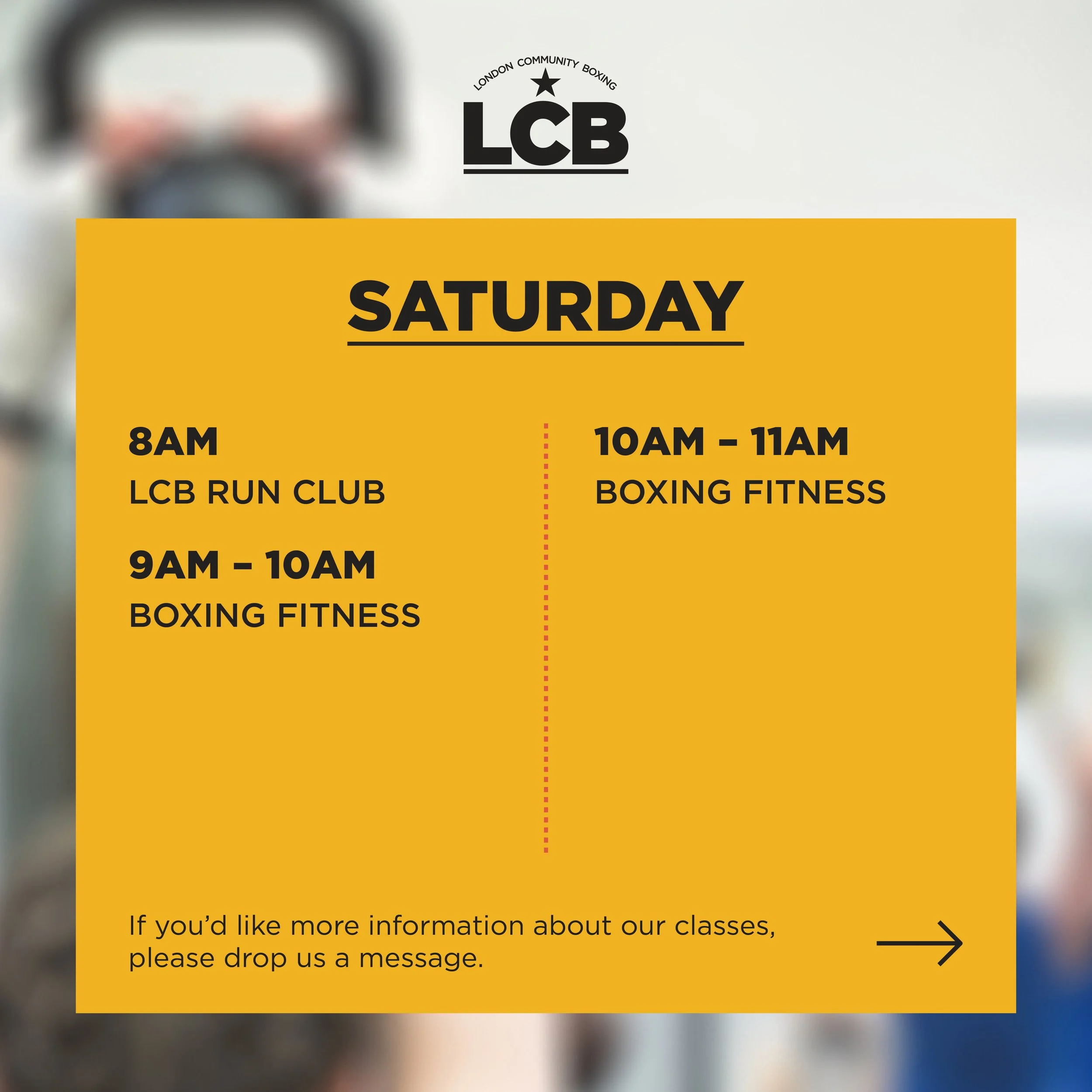 Class timetable — London Community Boxing