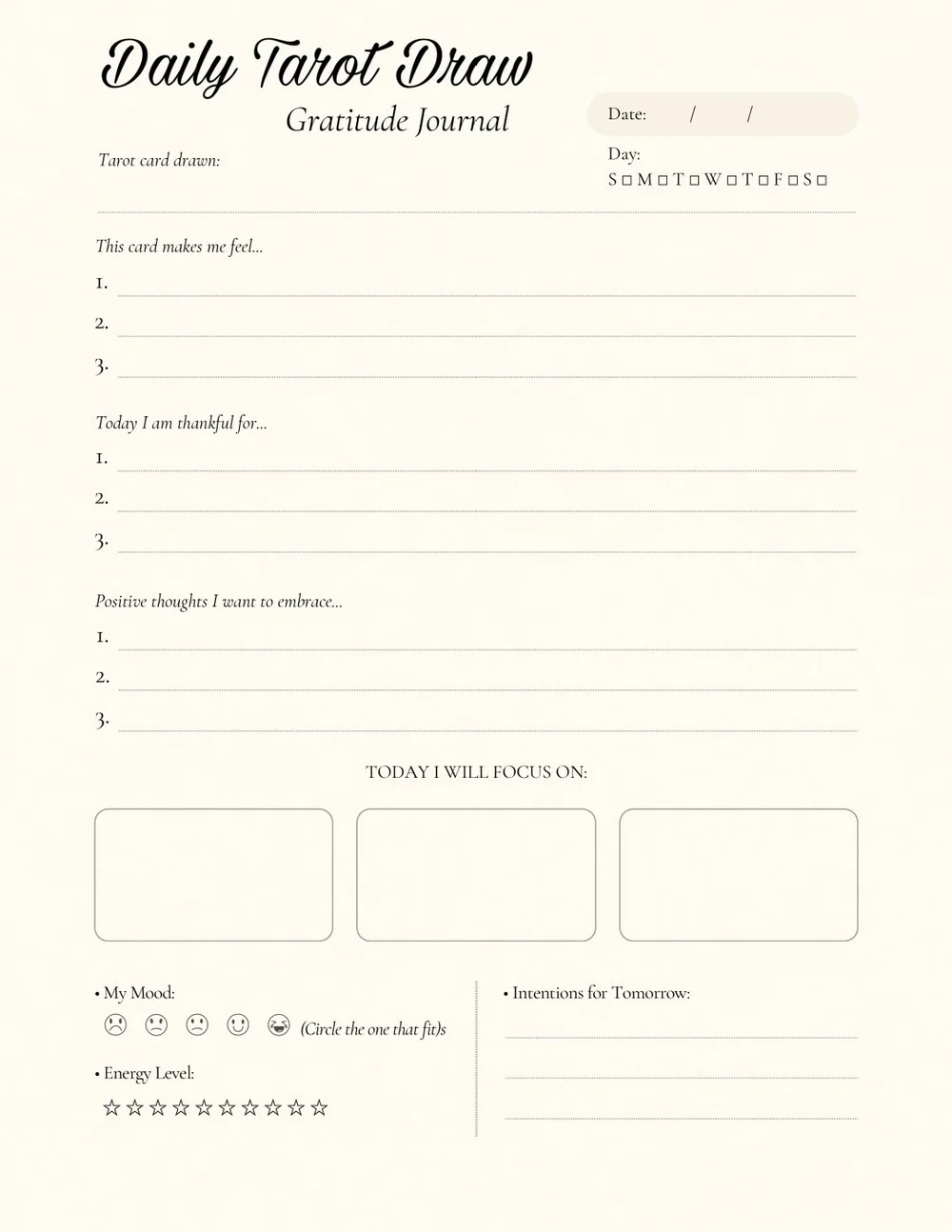 Tarot Worksheets
