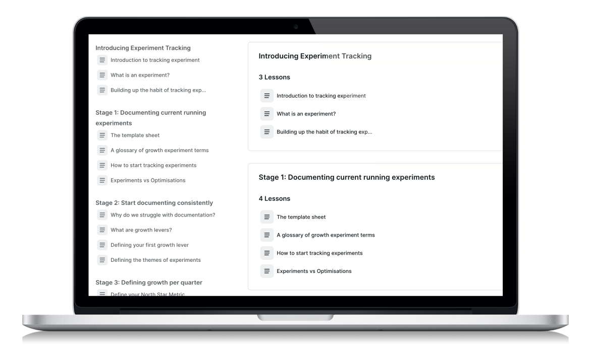 Growth Experiment Tracking Course — Daphne Tideman