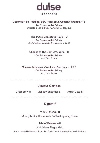 TASTING MENU — Dulse