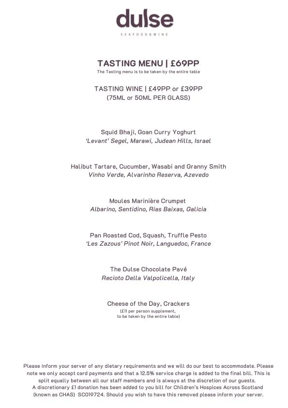 TASTING MENU — Dulse