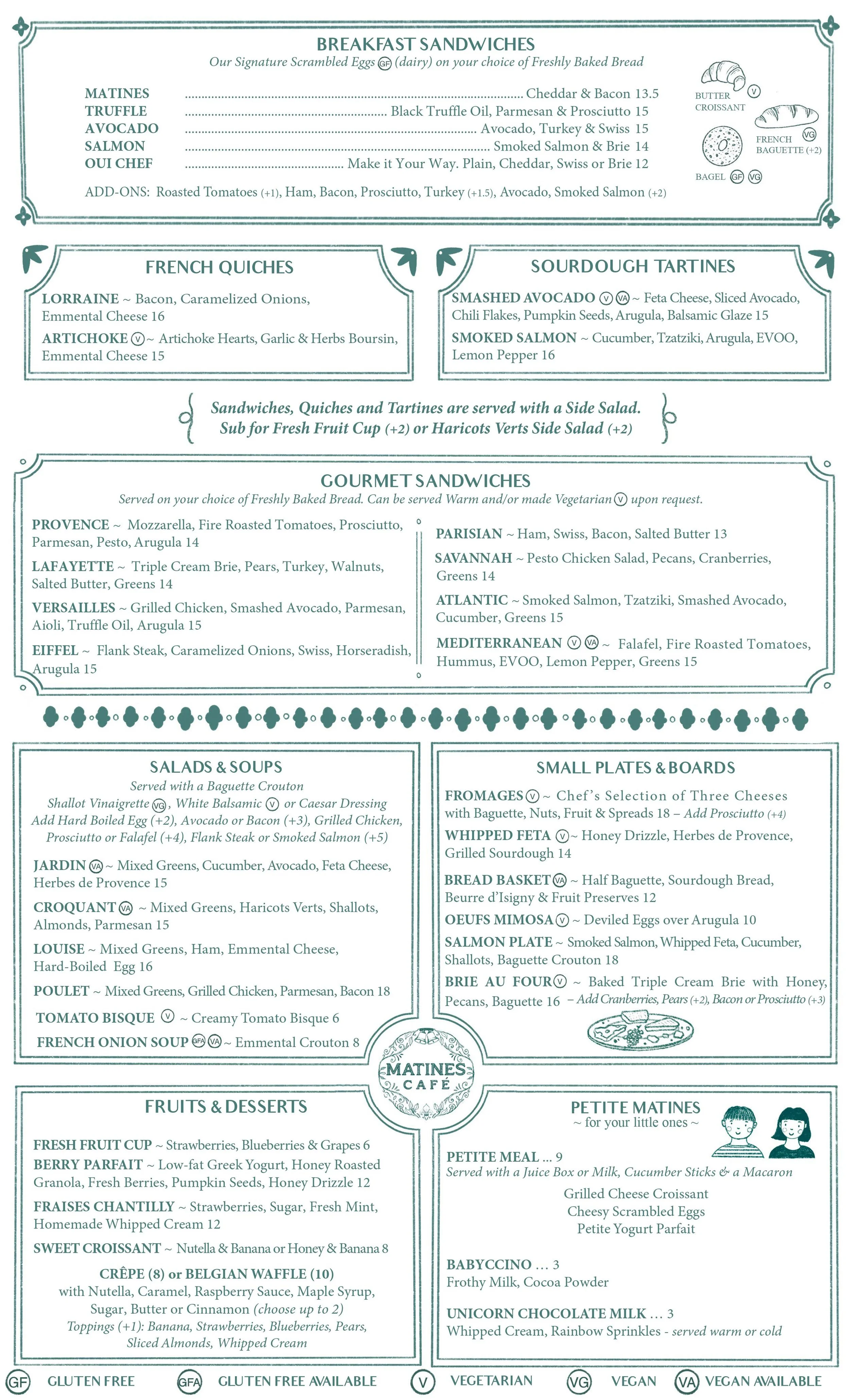 menu — Matines Café