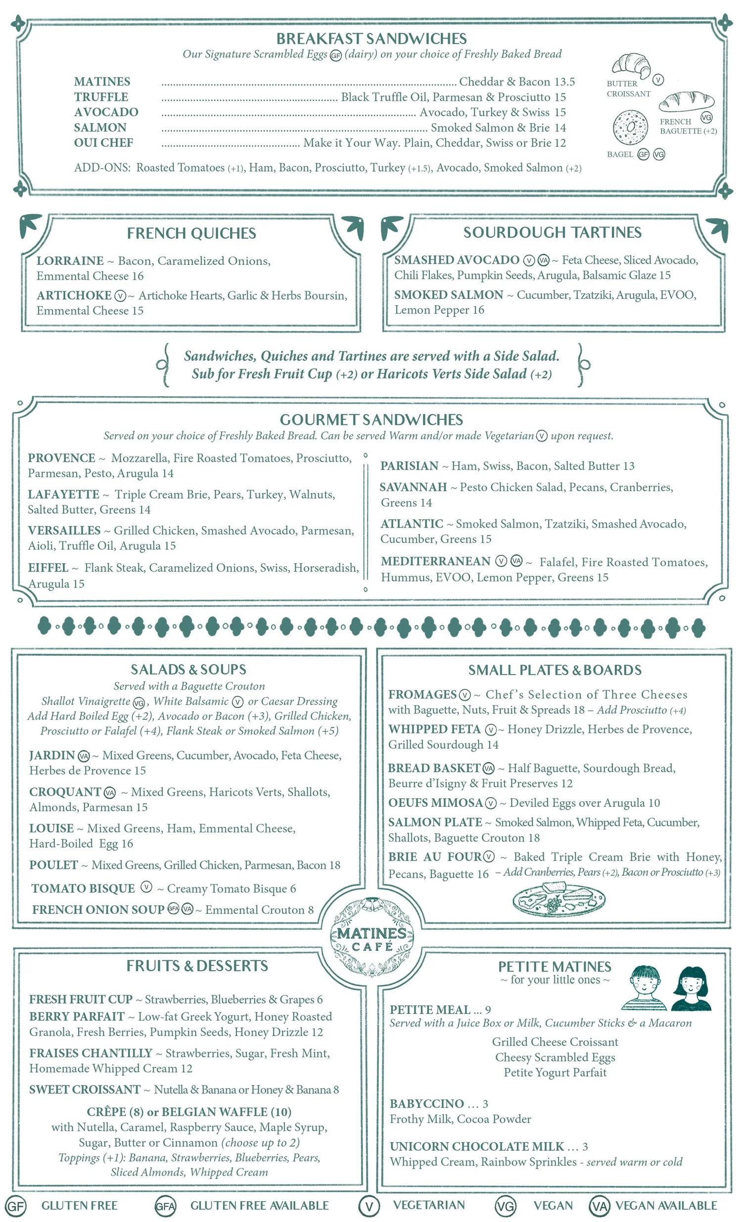 menu — Matines Café