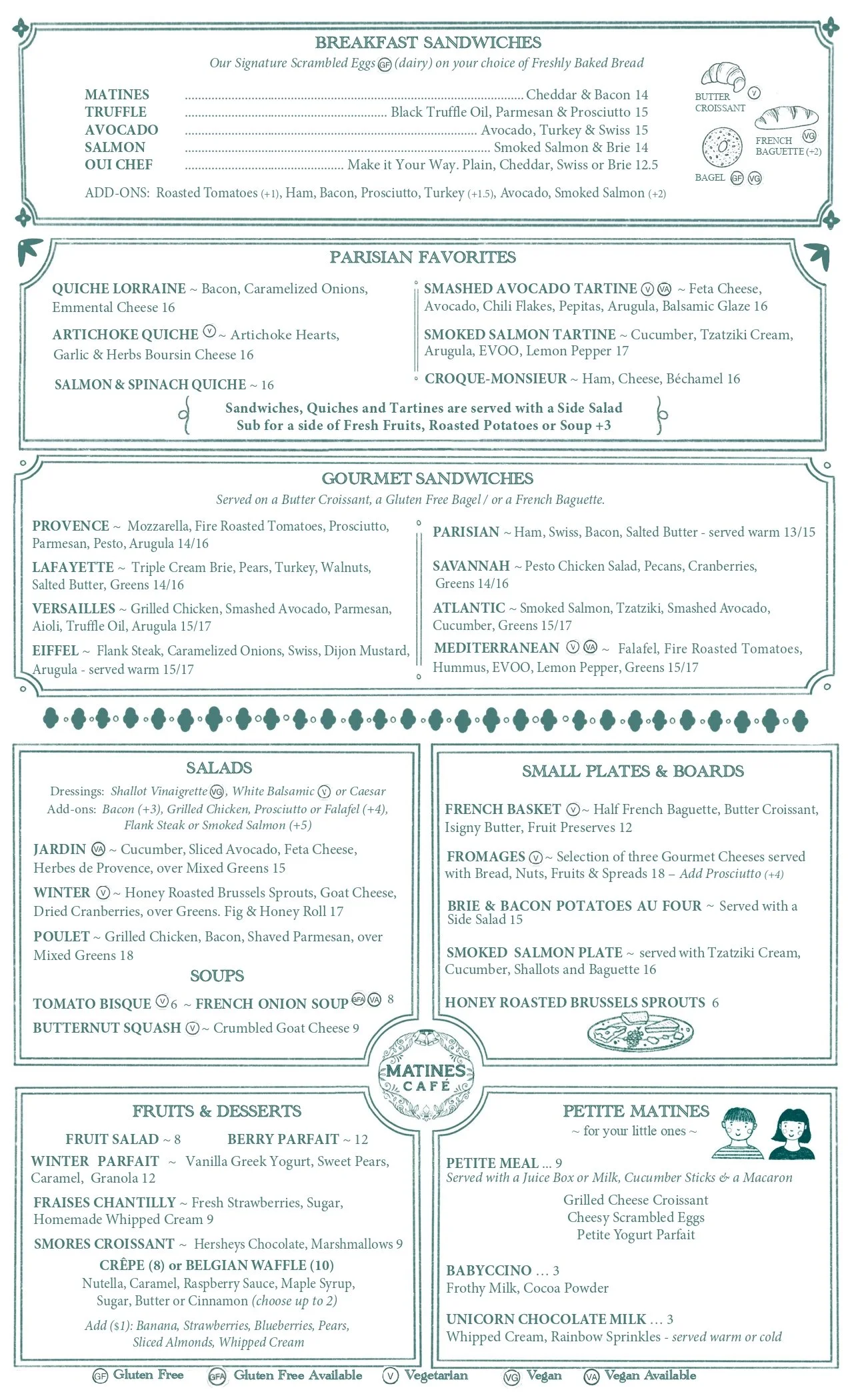 menu — Matines Café