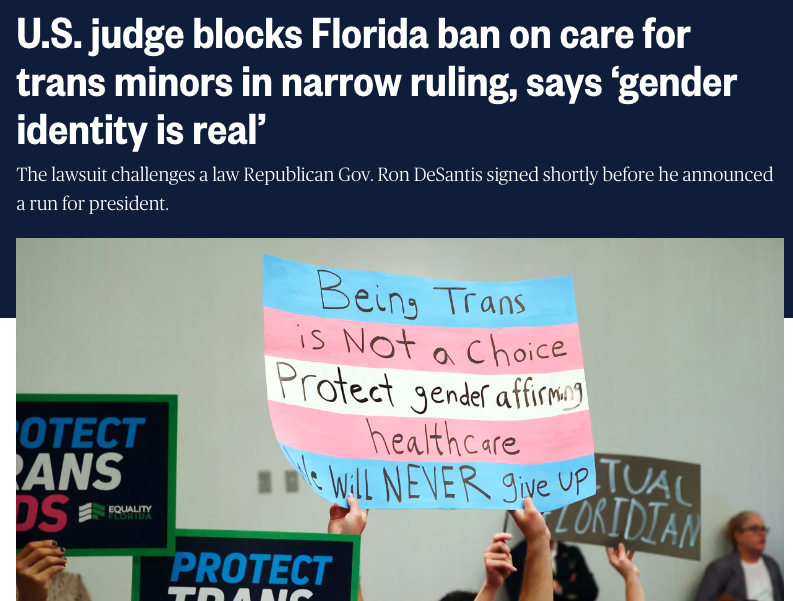 Federal Court Blocks Enforcement of Florida Transgender Health Ban ...