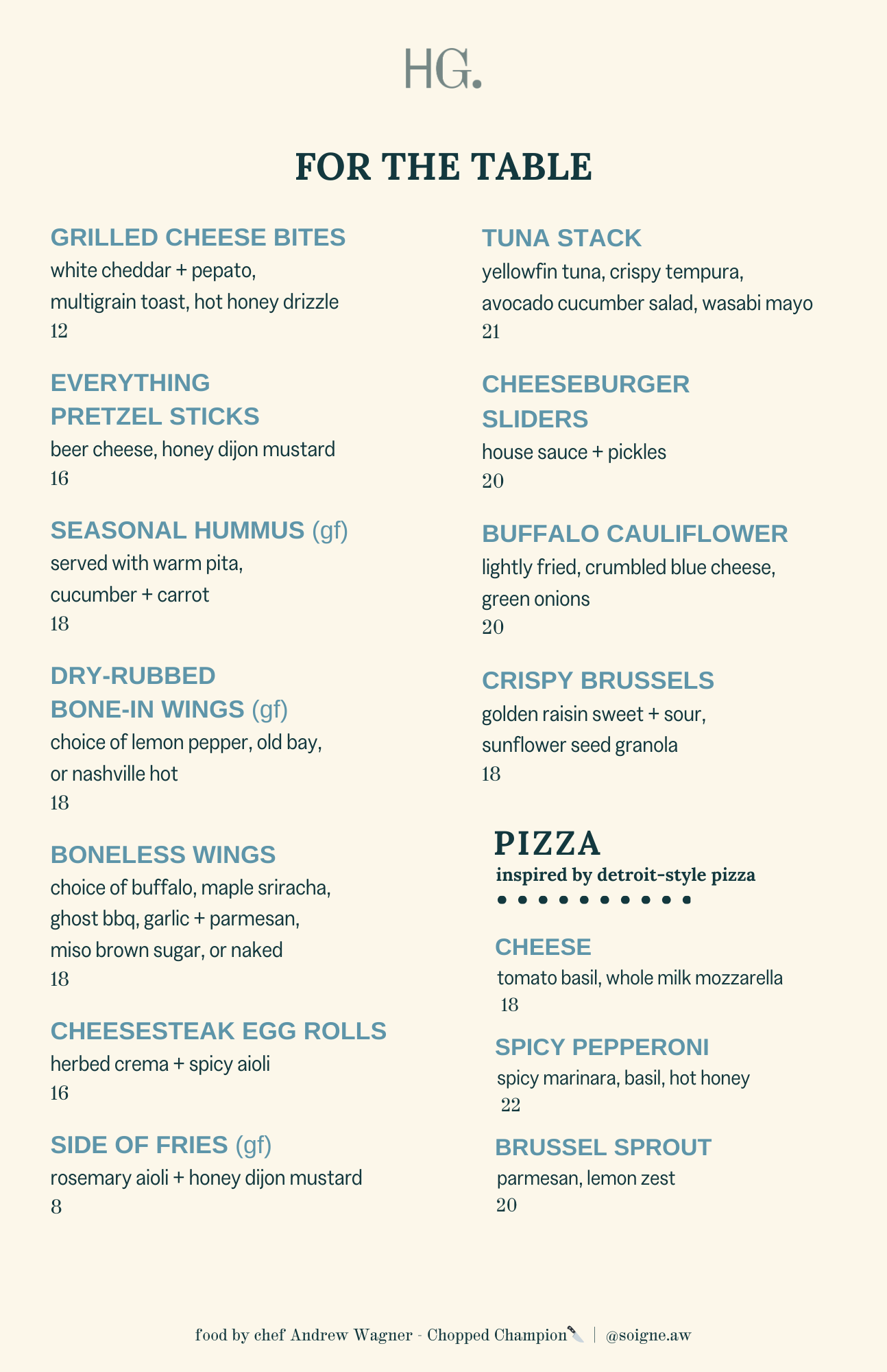 Menu — Hudson Golf
