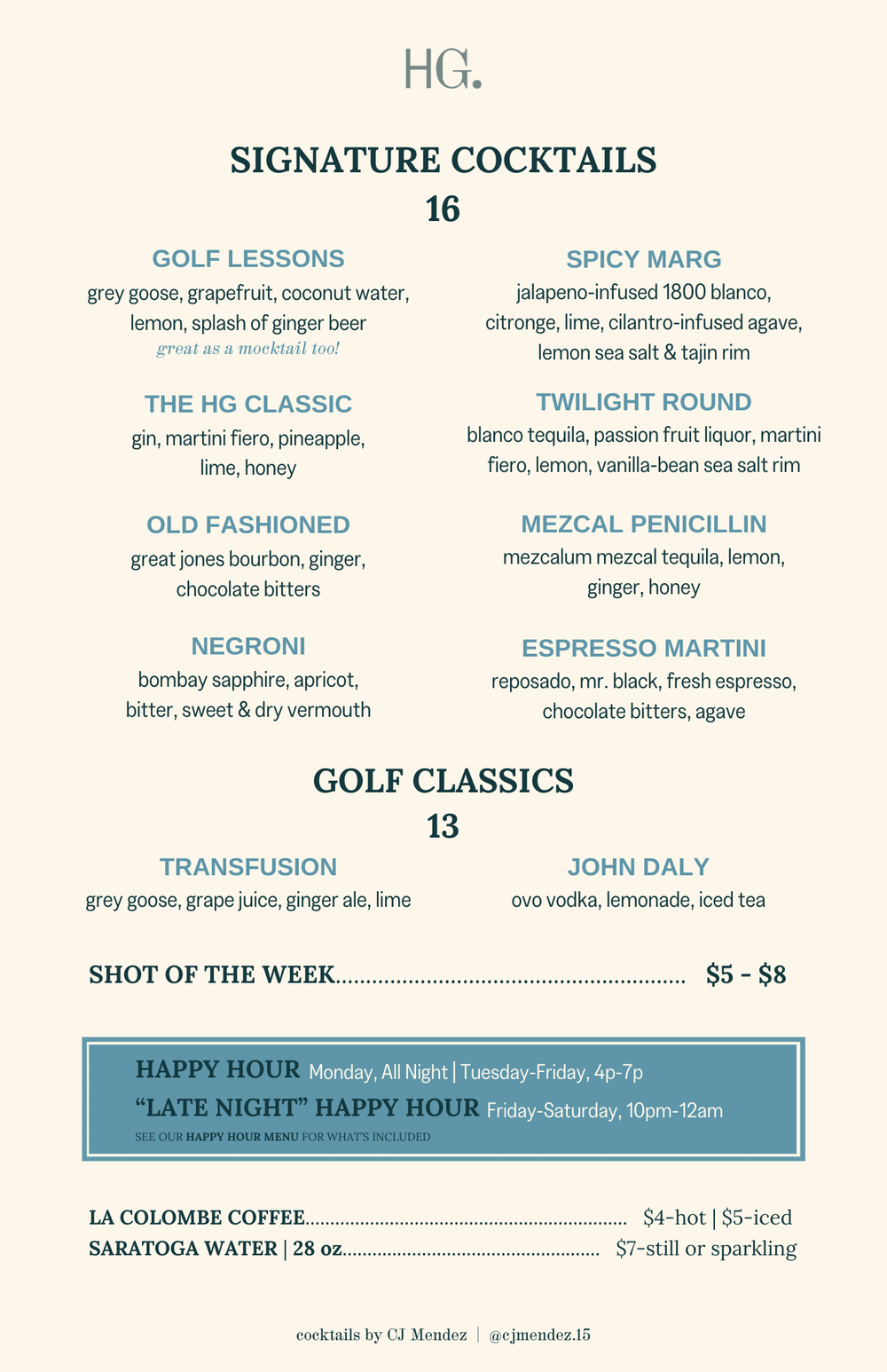 Menu — Hudson Golf