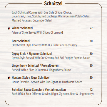 German Restaurant Menu Idaho | Schnitzel Garten — The Schnitzel Garten