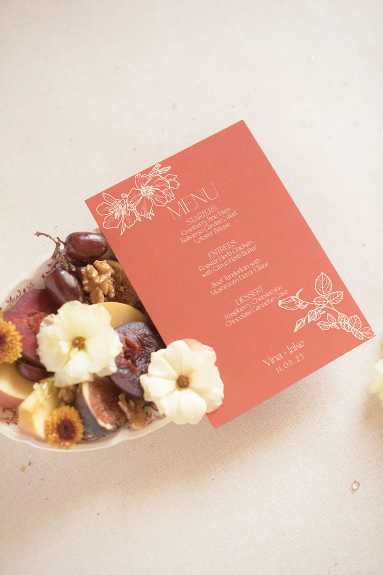 Garden Wedding Menu Card — The Patterned Desk