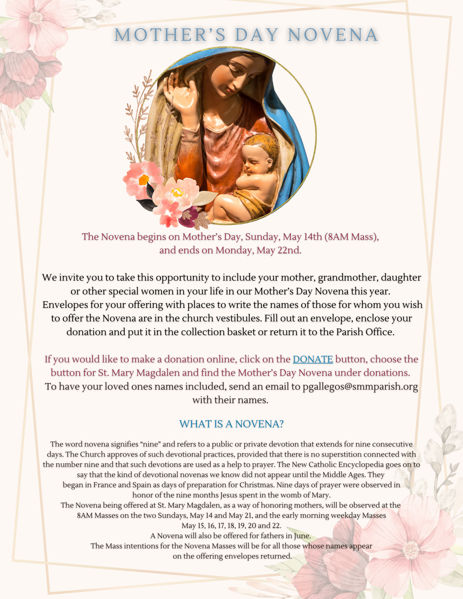 Mother's Day Novena — St. Mary Magdalen Parish Everett & Mukilteo