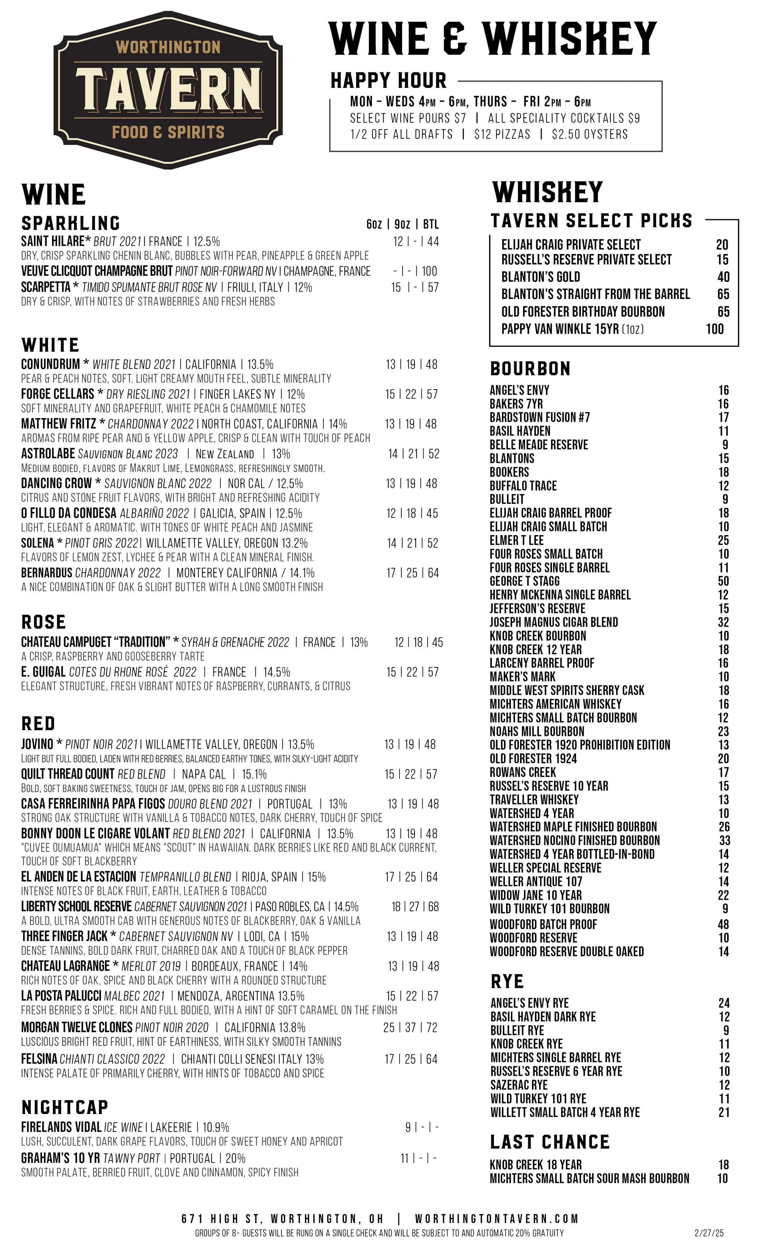 Whisky — Worthington Tavern
