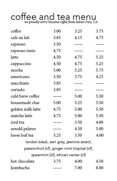 Menu — Alta Bakery