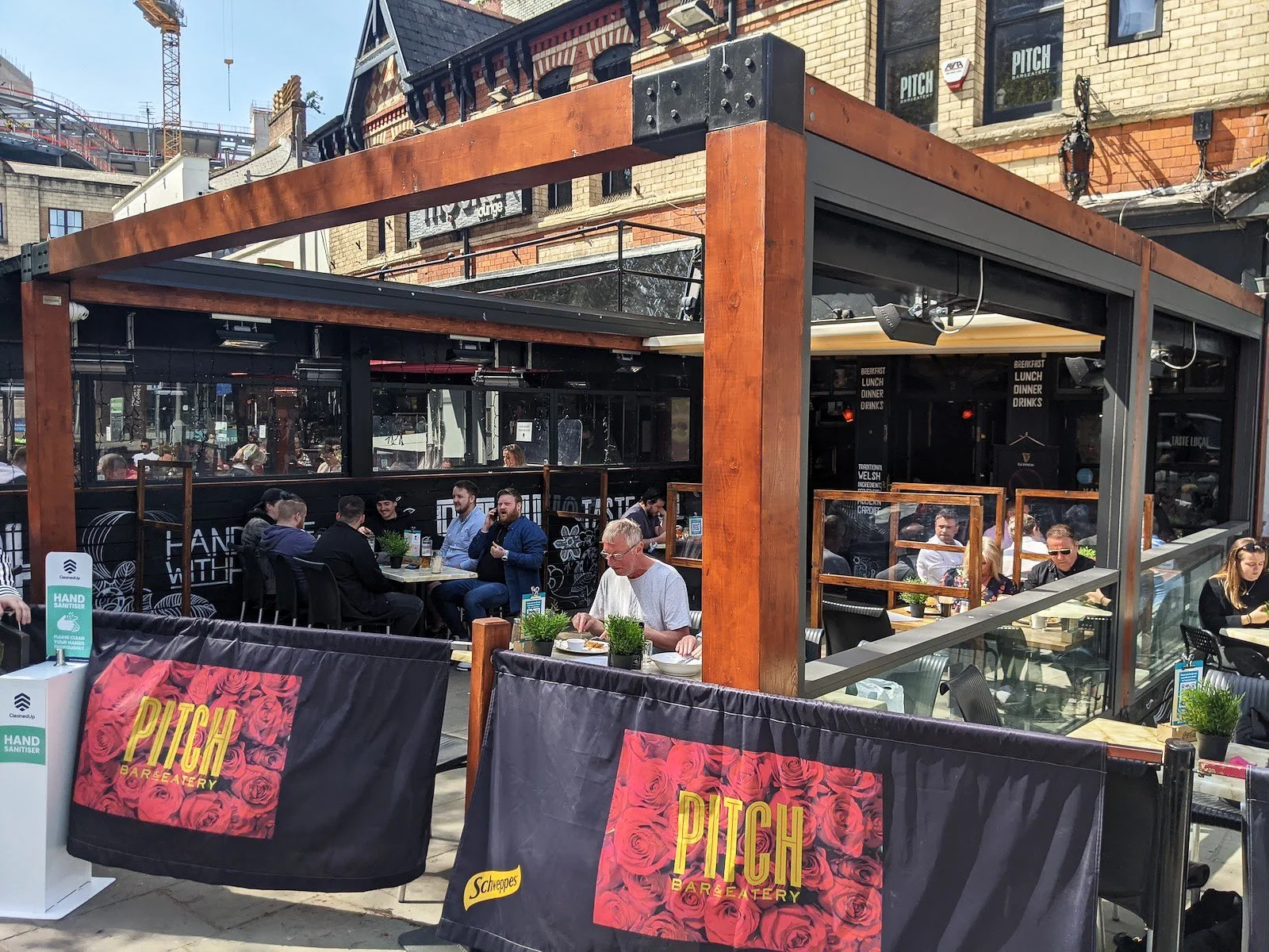 Wood Framed Retractable Roofing - Pitch Bar & Eatery Cardiff City Centre