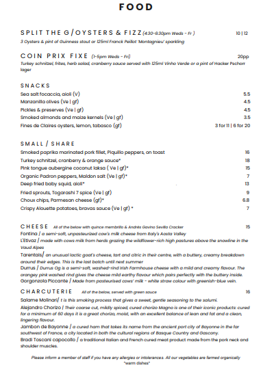 Menu — COIN HEBDEN