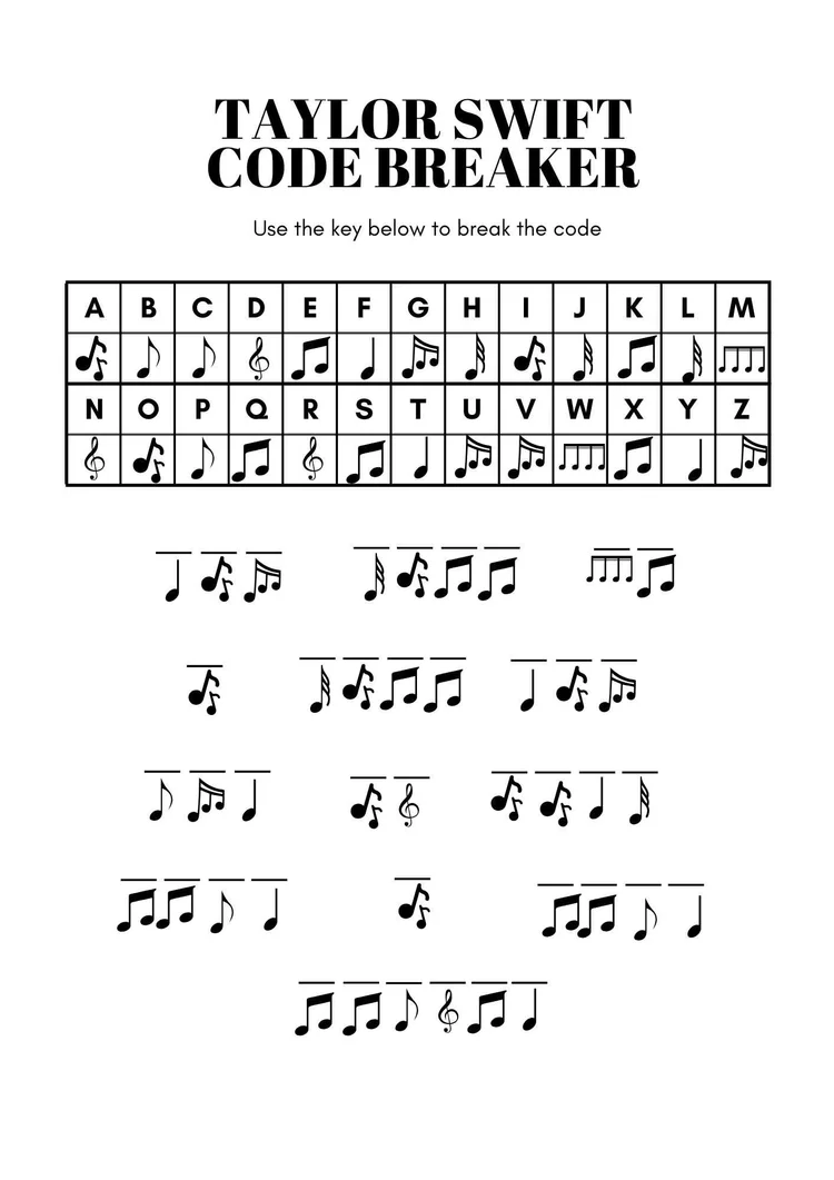Taylor Swift Cryptogram Code Breakers — Weeno Social | Party Planning ...