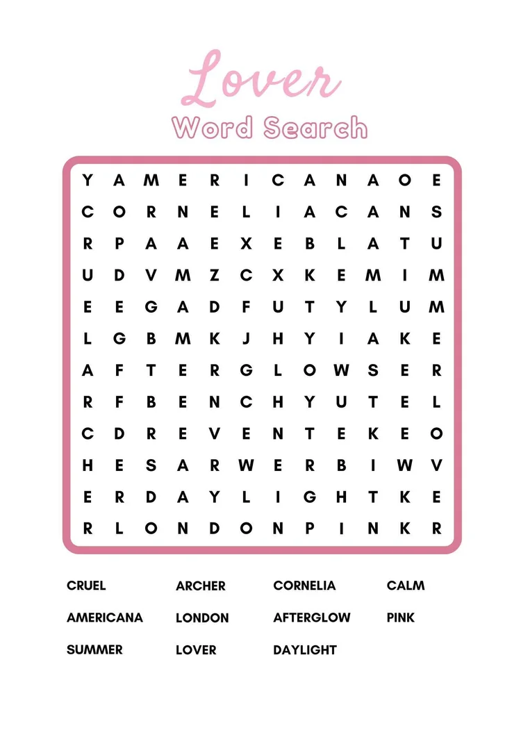 Taylor Swift Era Word Searches — Weeno Social | Party Planning Made Easy