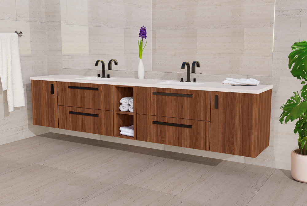 Floating Vanity with Two U-Shaped Drawers — Ferris Custom Cabinetry