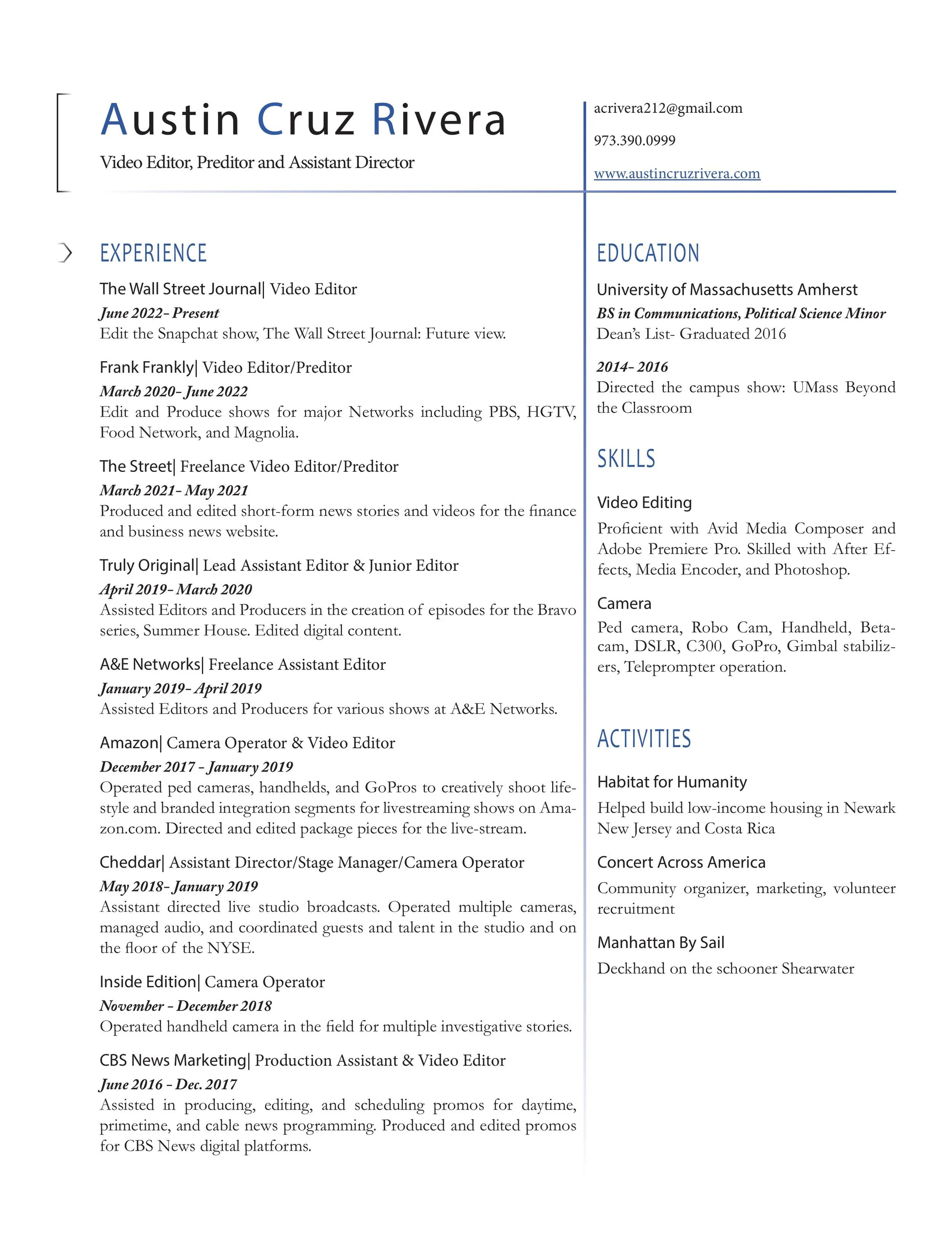 Resume — Austin Cruz Rivera