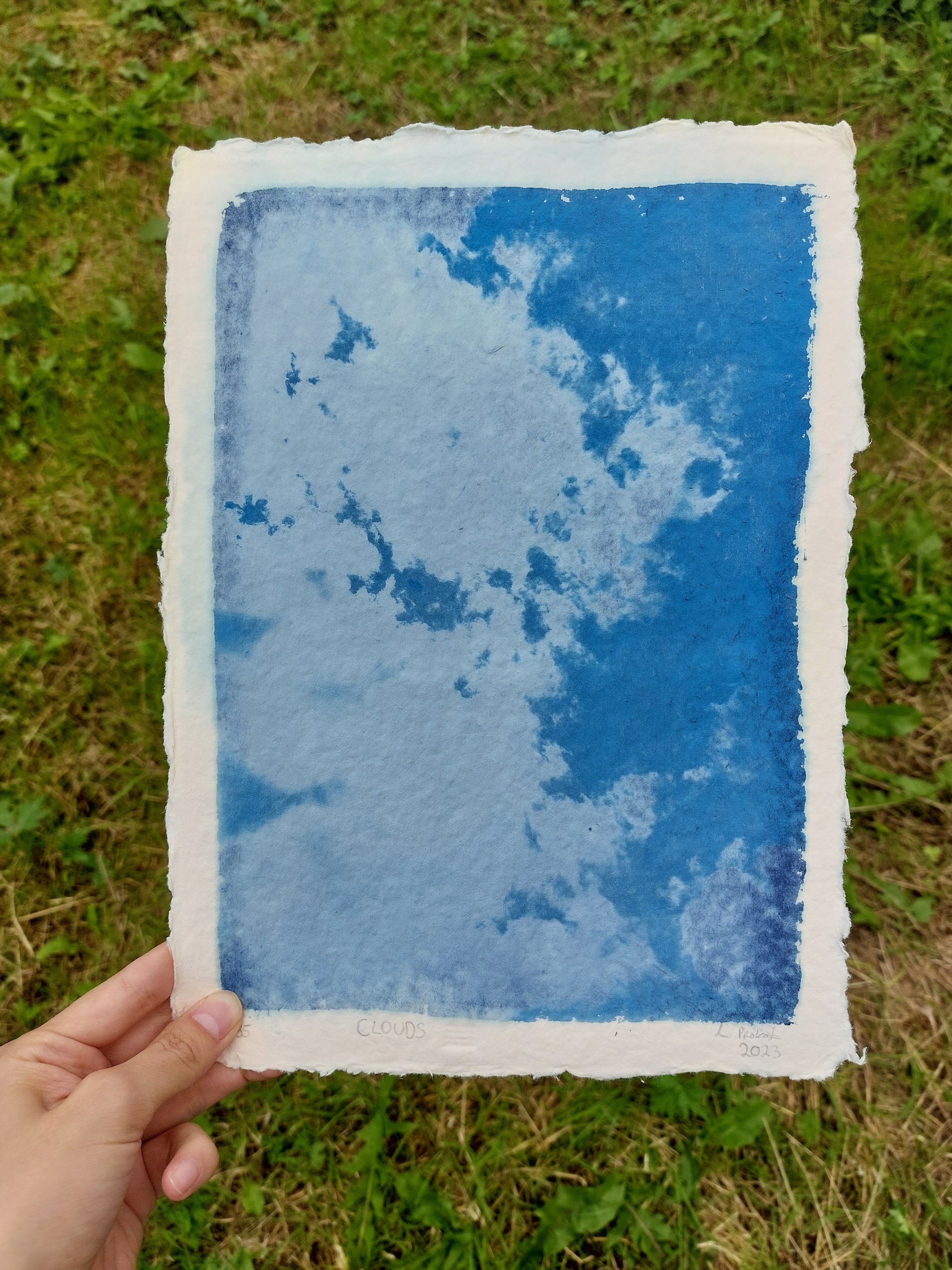 "Clouds" A4 Cyanotype on Cotton Rag Paper — Paper Nettle Studio