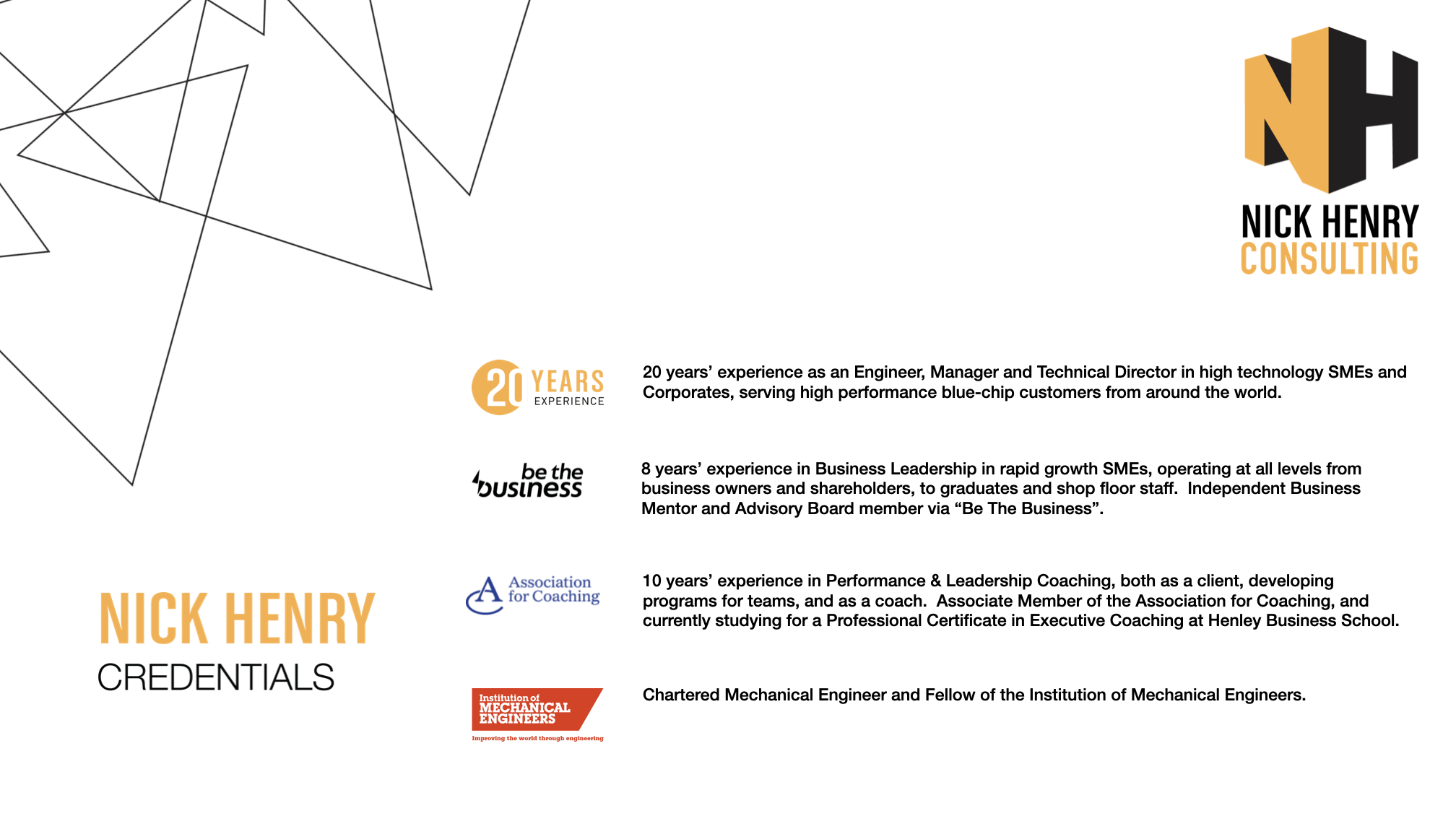 Credentials — NICK HENRY CONSULTING (2)