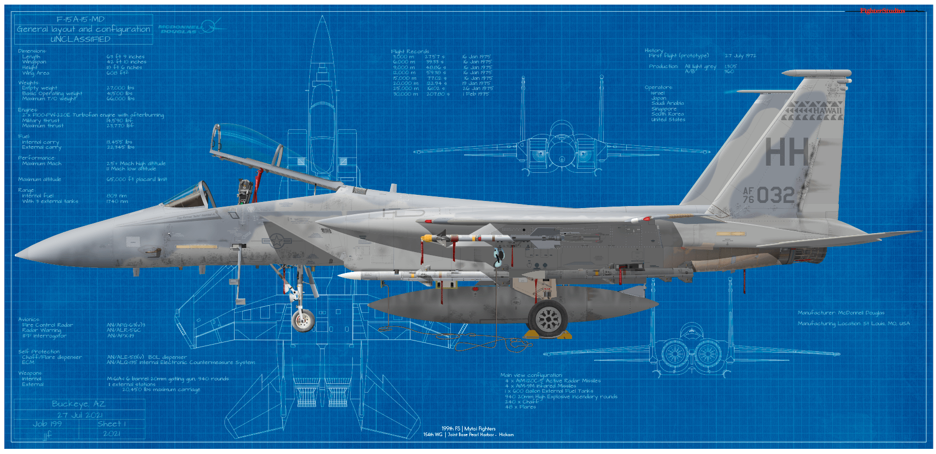 F-15 Eagle Fine Art Aircraft Profile Prints — Fighter Studios, Inc.