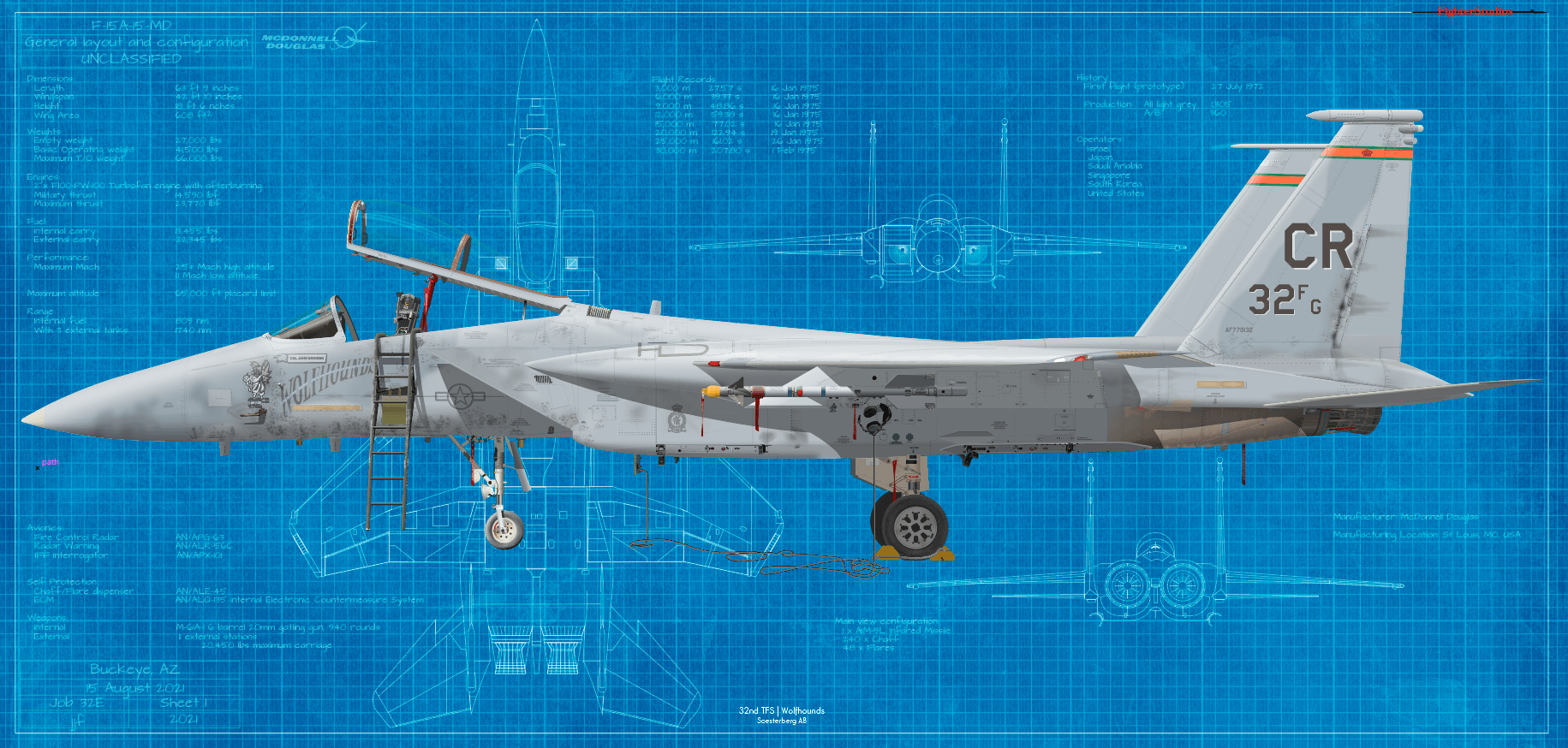 F-15 Eagle Fine Art Aircraft Profile Prints — Fighter Studios, Inc.
