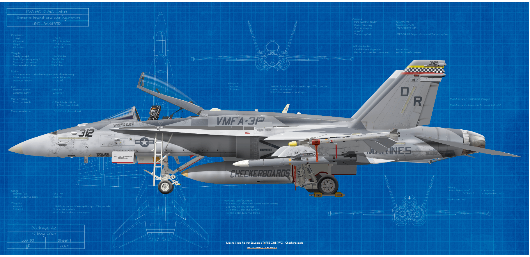 McDonnell Douglas F/A-18C Hornet, VMFA-312 "Checkerboards," MAG-31, MAW ...