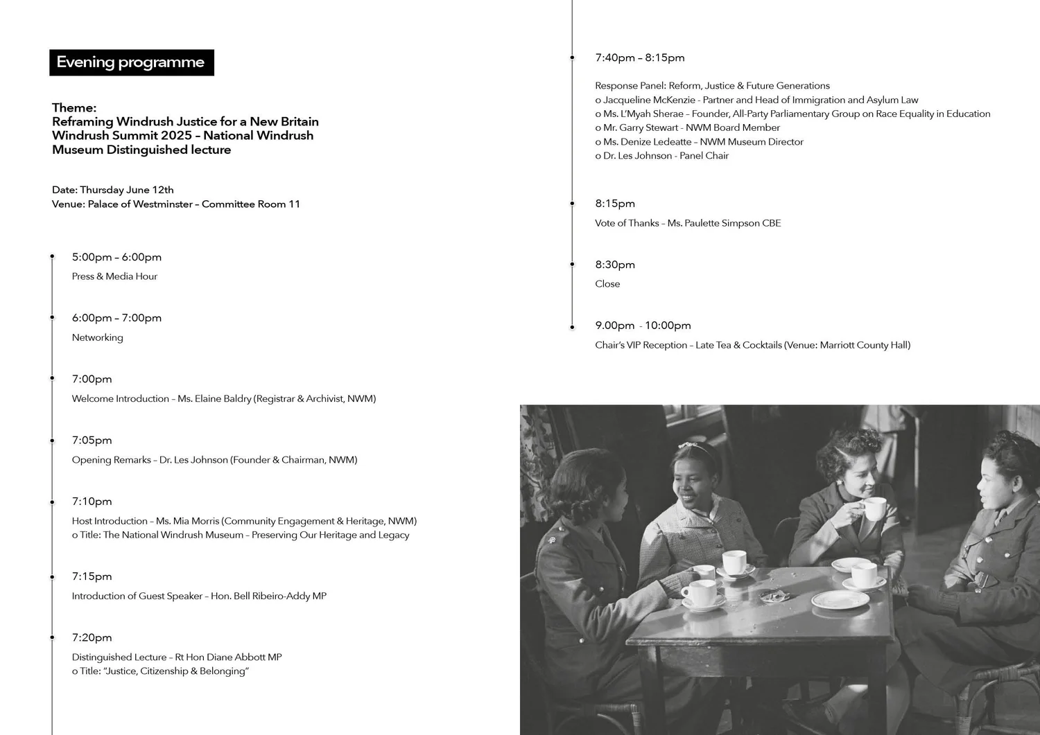 Windrush Summit 2025 brochure — National Windrush Museum