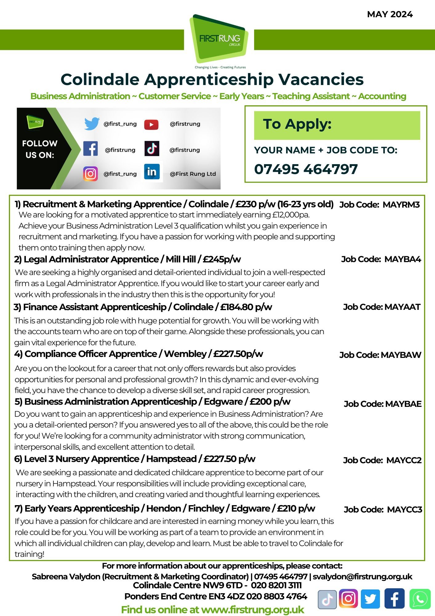 Current Vacancies — First Rung