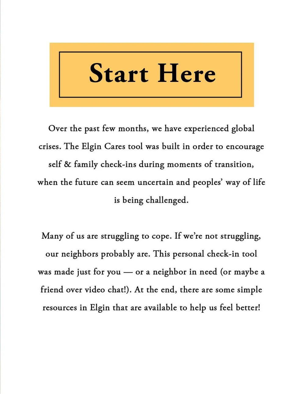 Elgin Cares Personal Check-in — ELGIN CARES