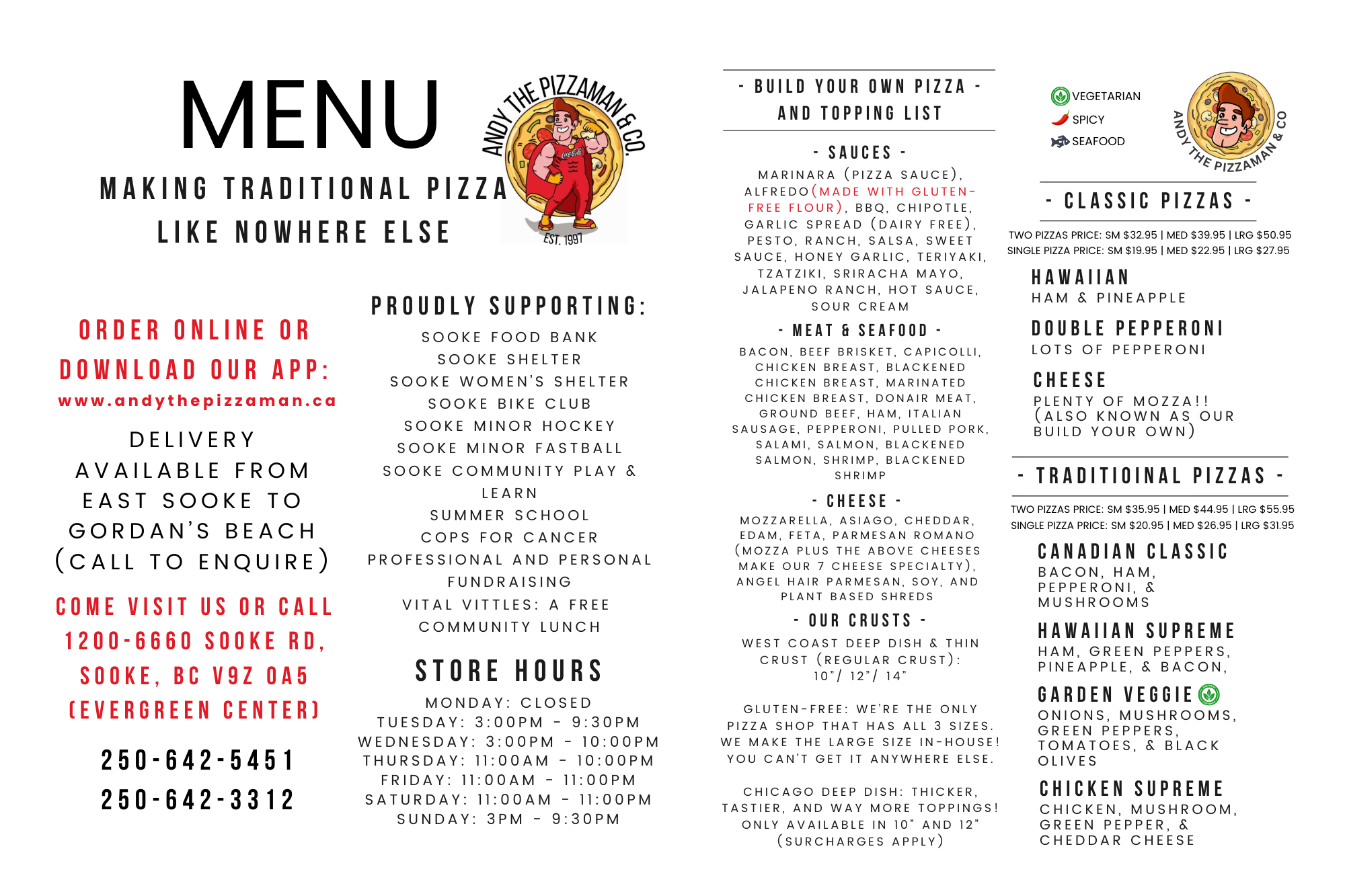 Menu — Sooke 2 For 1 Pizza