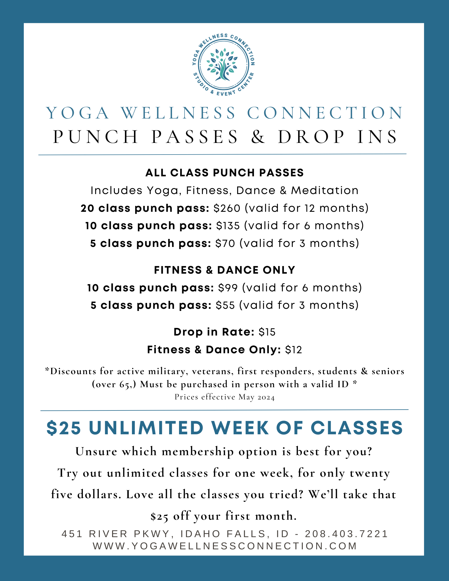 Pricing — Yoga Wellness Connection