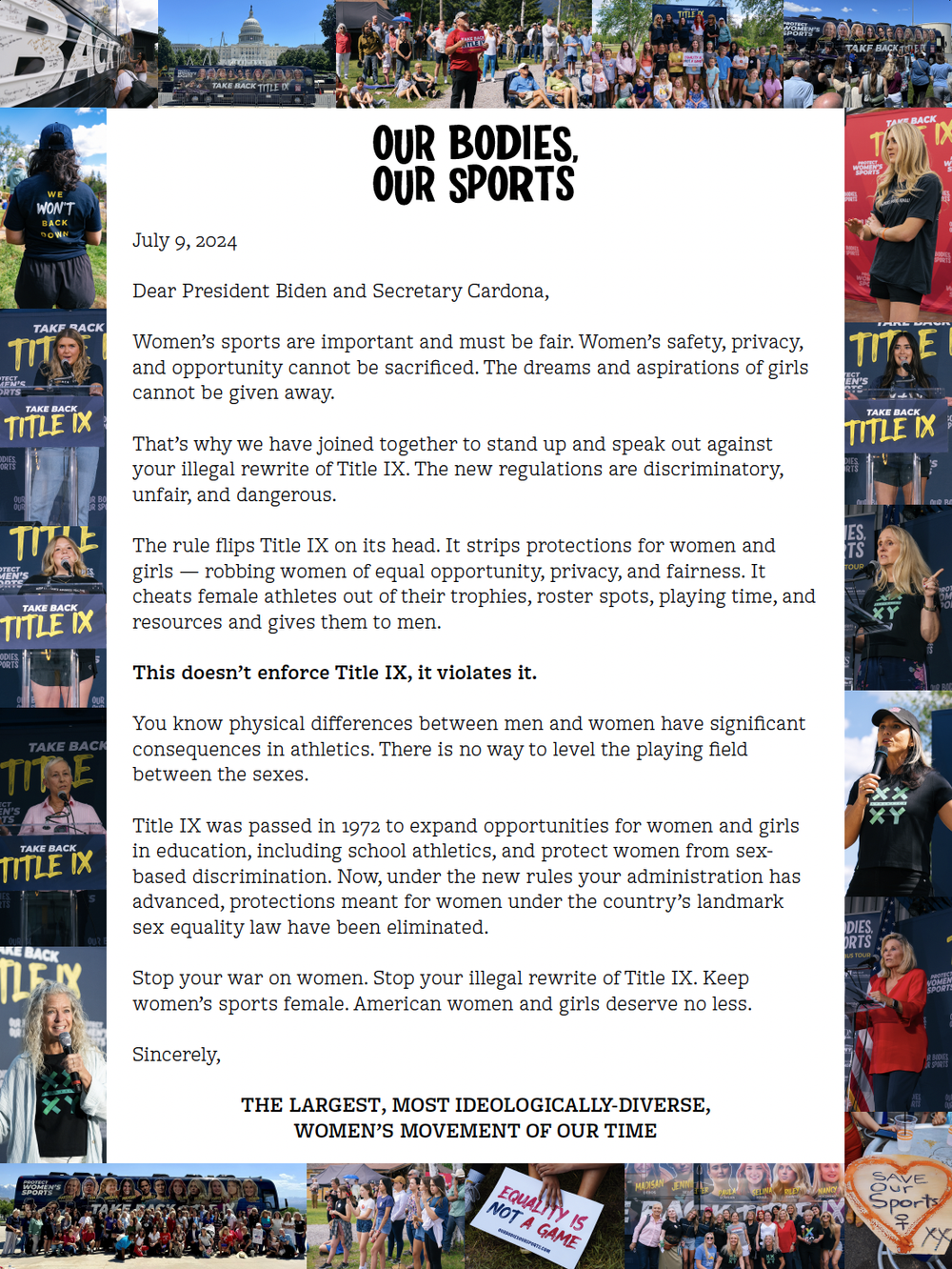 Our Bodies, Our Sports: Keep Women's Sports FEMALE