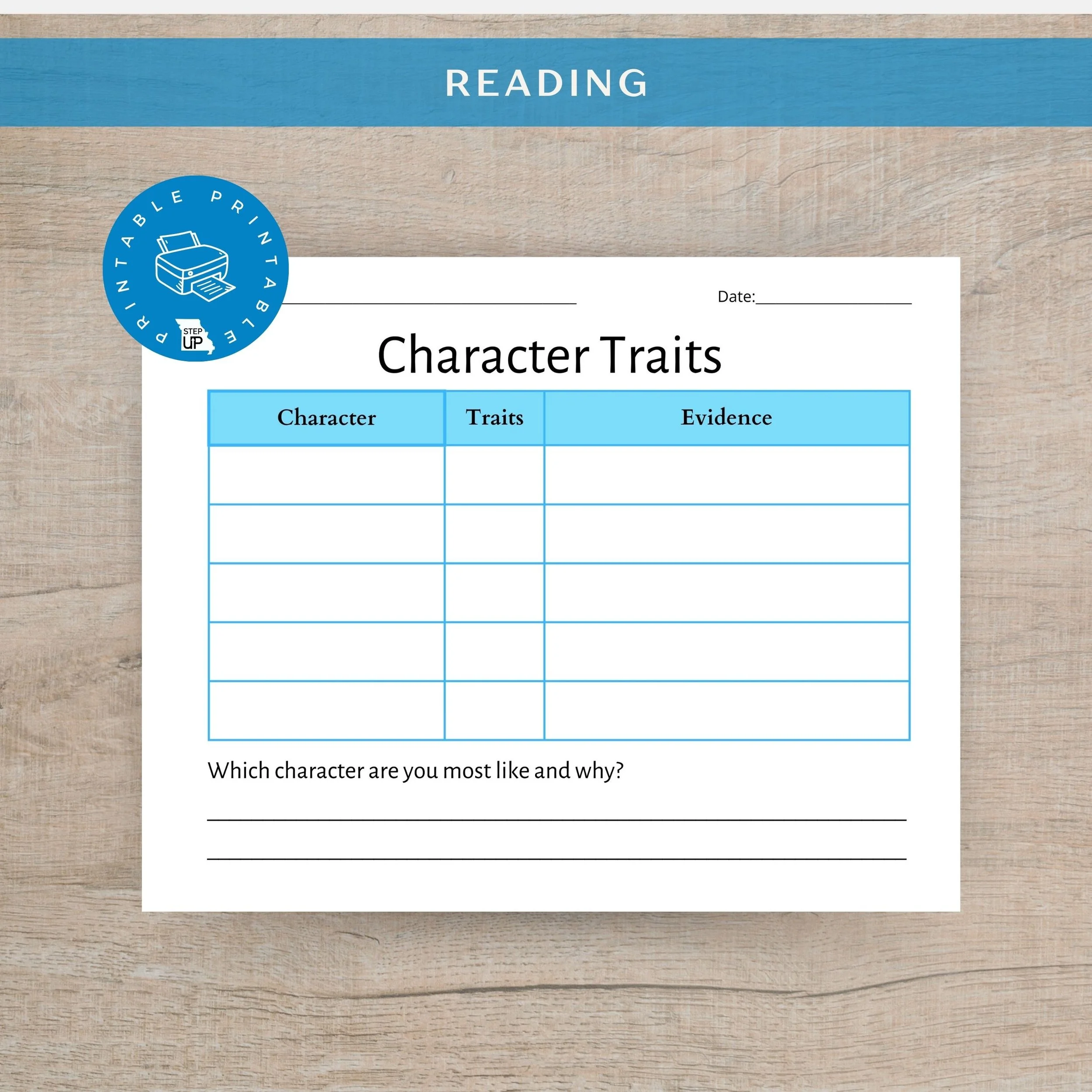 Character Traits Organizer | List, Analyze & Provide Evidence — STEP Up
