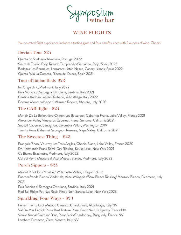 Wine Menu — Symposium Wine Bar