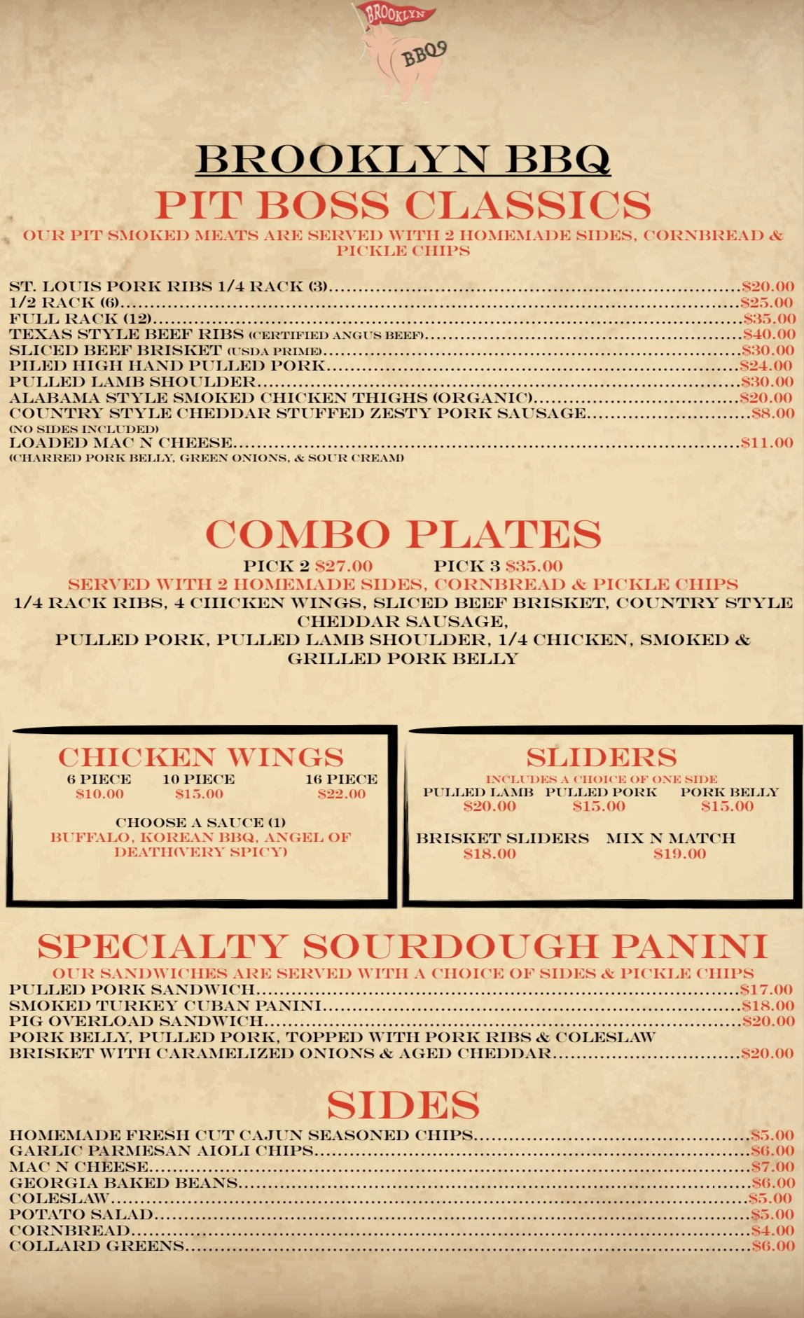 Brooklyn BBQ Menu — BrooklynBBQ