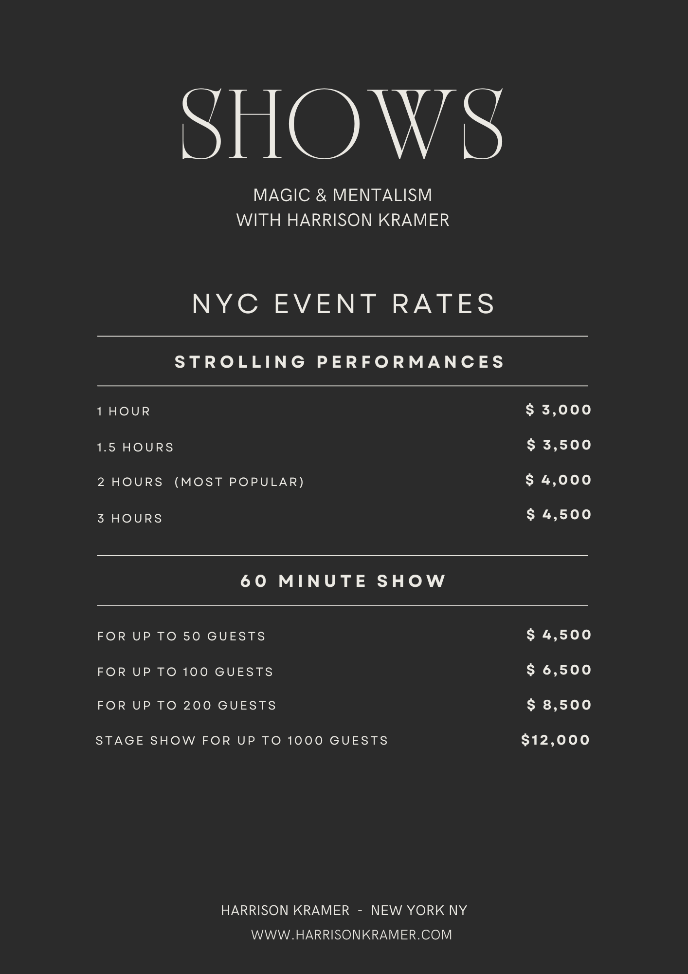 Pricing — Magic NYC