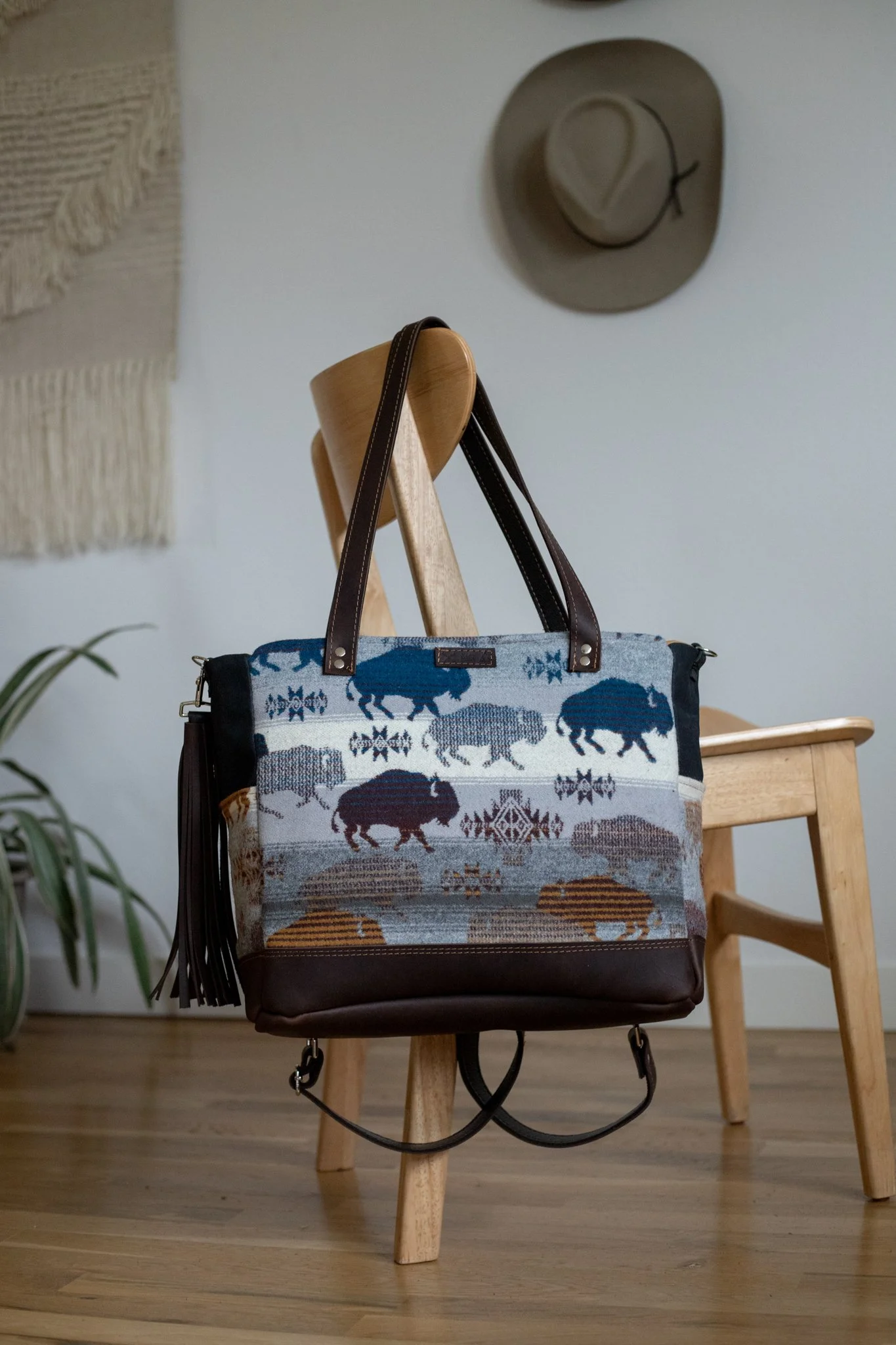 Large Tote | Computer Tote in Aqua Rancho Arroyo Pendleton + Brown ...