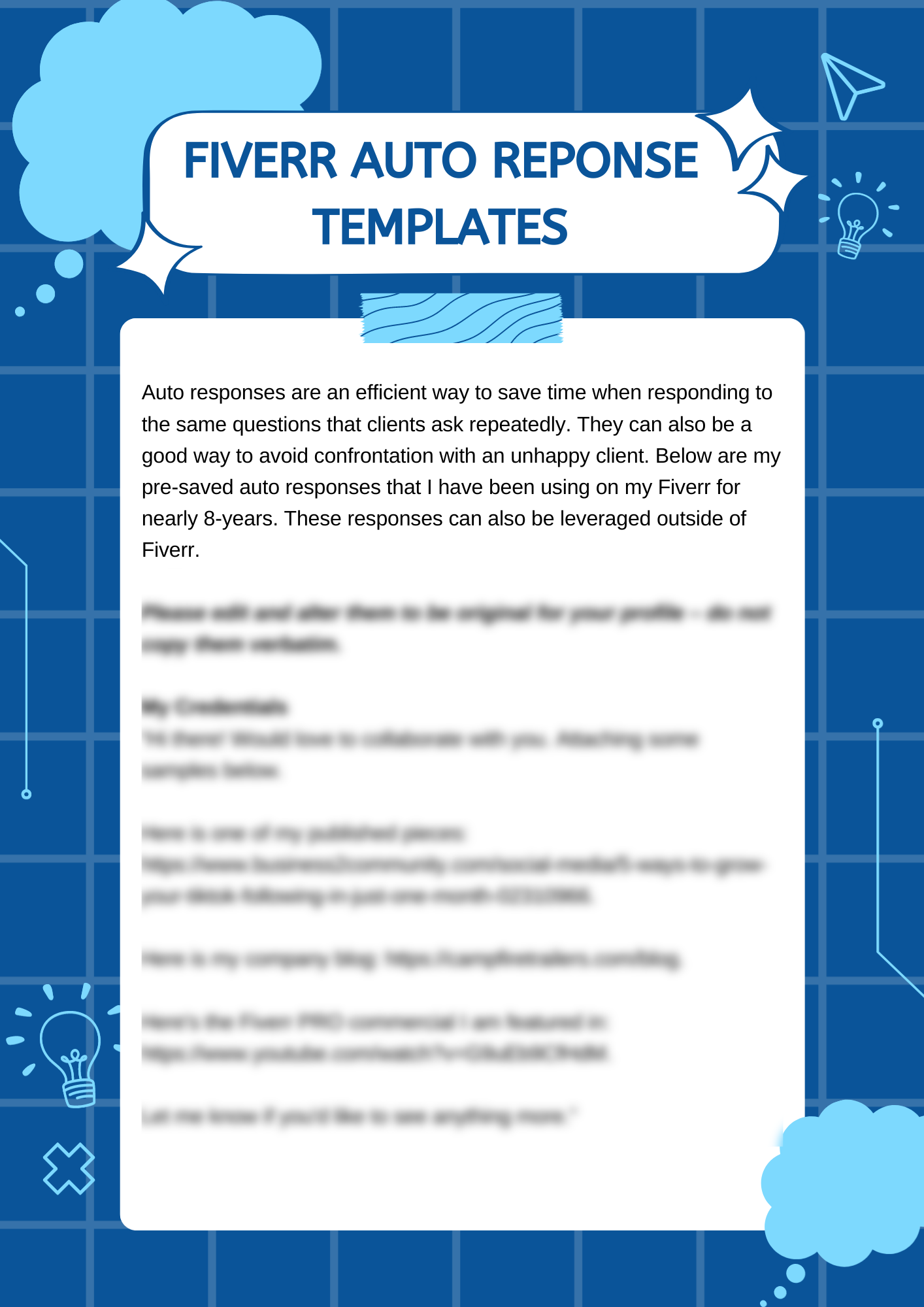 Fiverr Automated Response Templates — Alex Fasulo