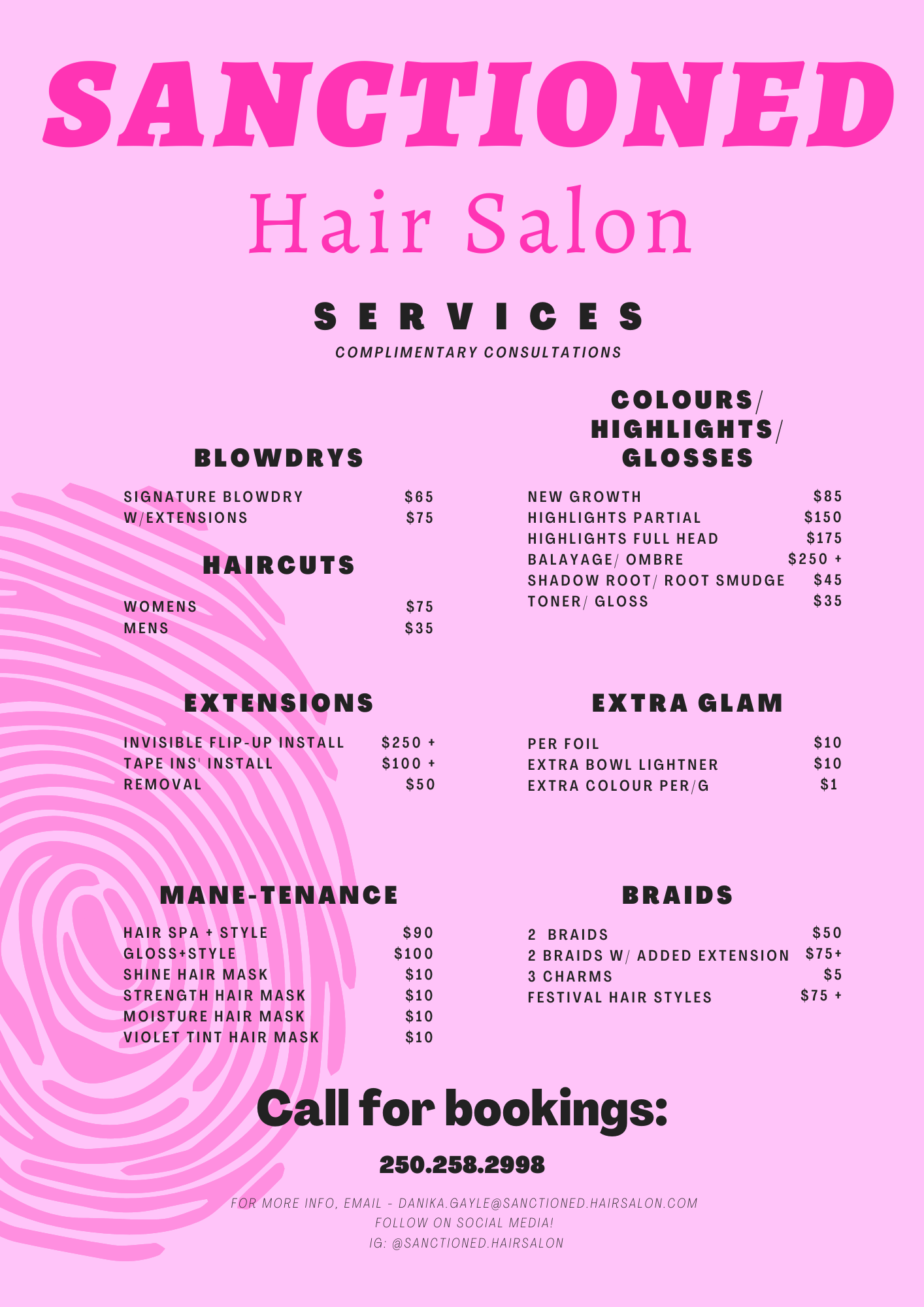 Hair Service List & Prcing — Sanctioned Hair Salon