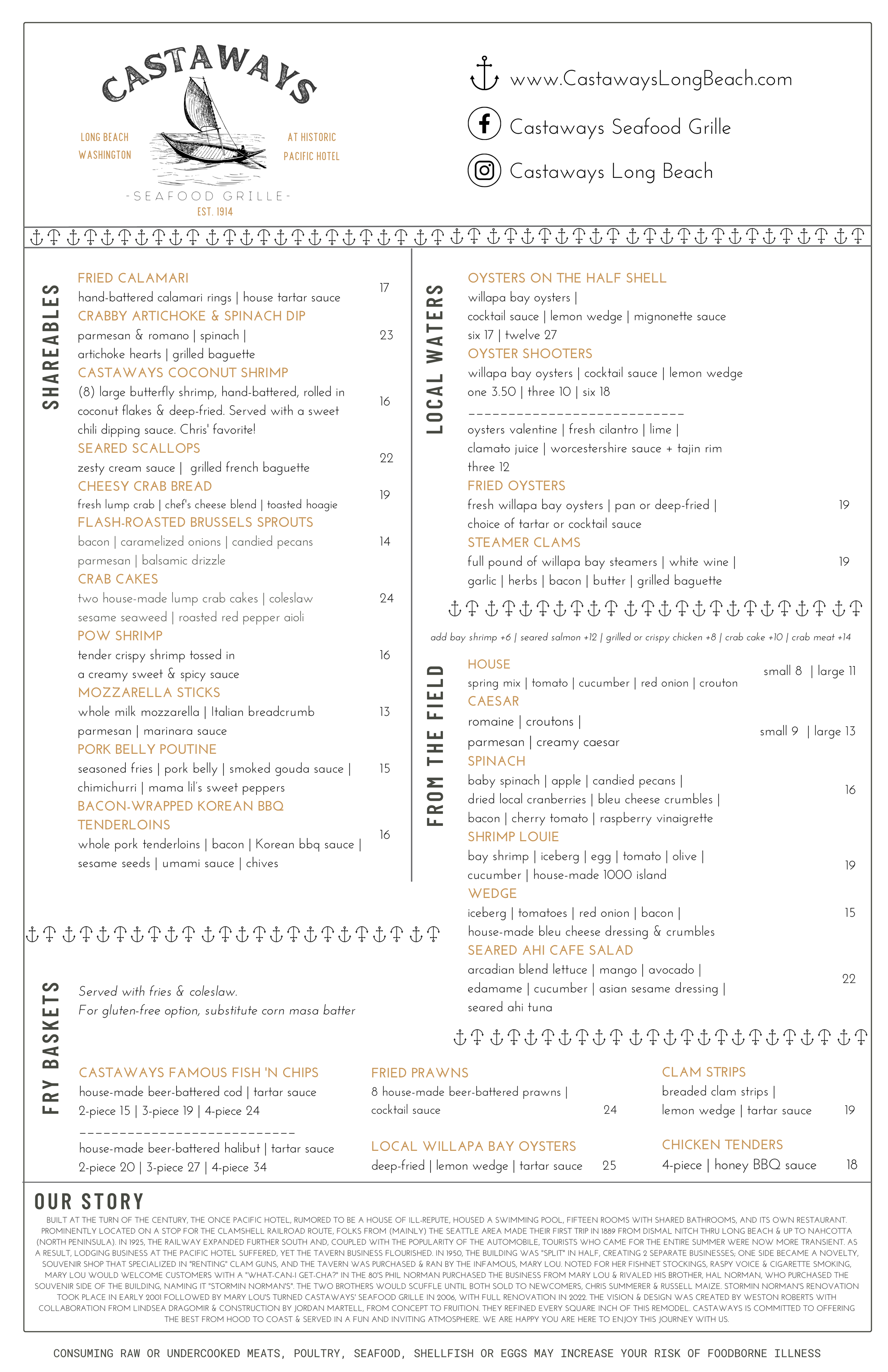 Menu — Castaways Seafood Grille