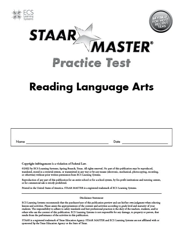 RLA — STAAR MASTER