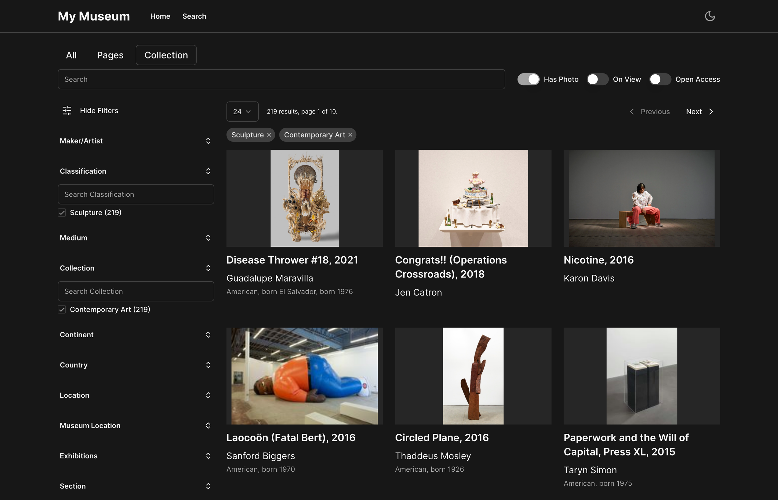 Museum Collections Search — Derek Philip Au