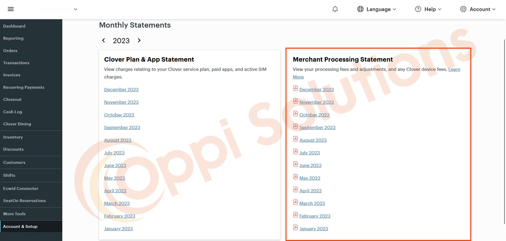 How to view your Monthly Statement on Clover Dashboard — Oppi Solutions