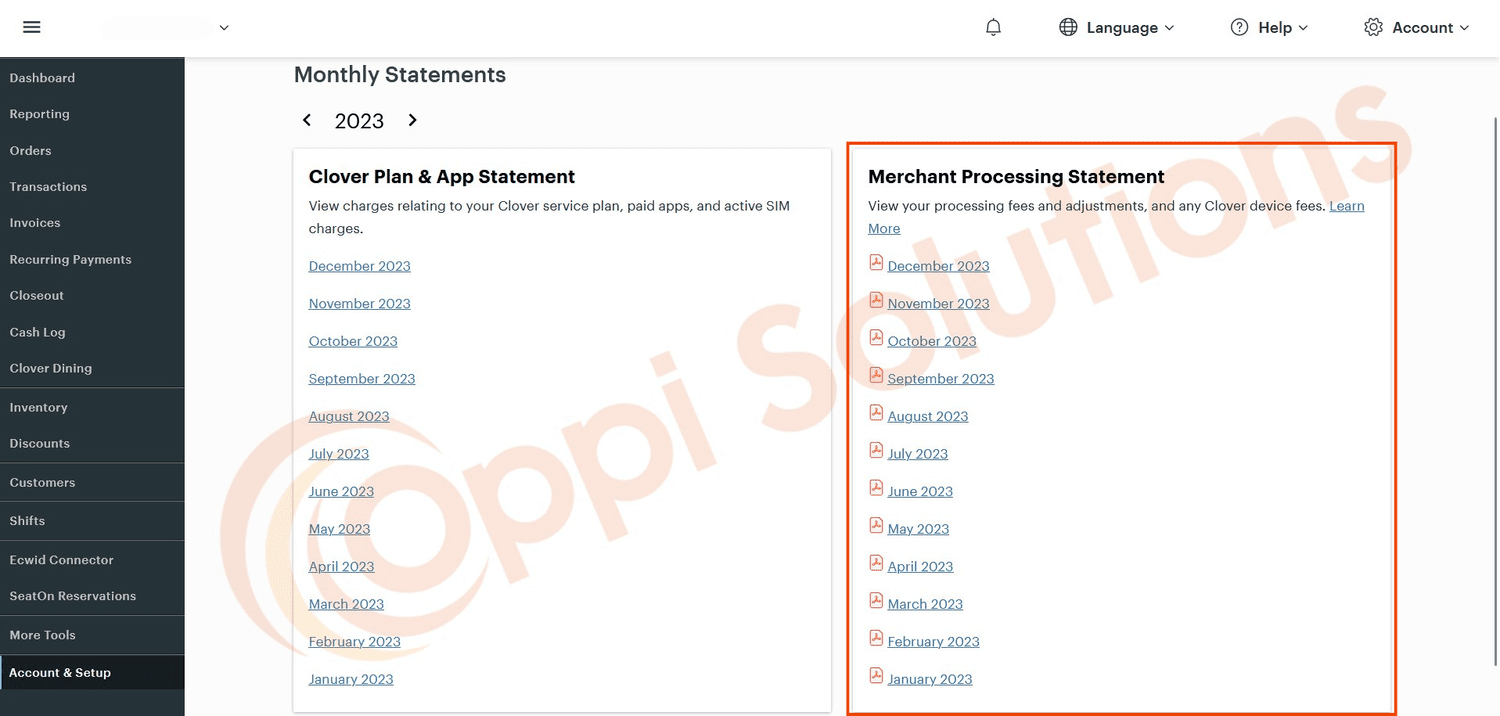 How to view your Monthly Statement on Clover Dashboard — Oppi Solutions