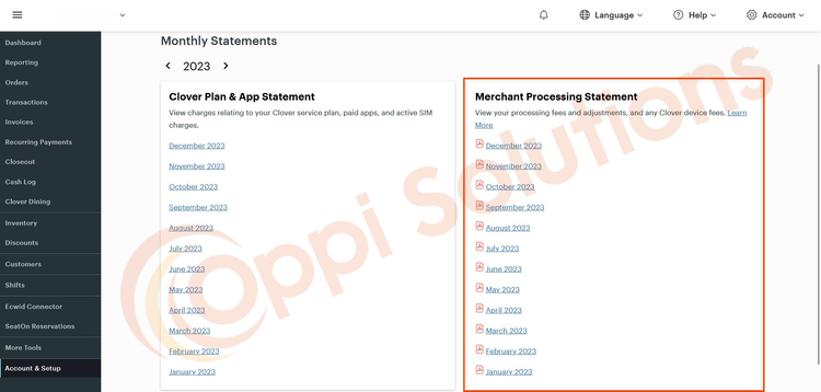 How to view your Monthly Statement on Clover Dashboard — Oppi Solutions
