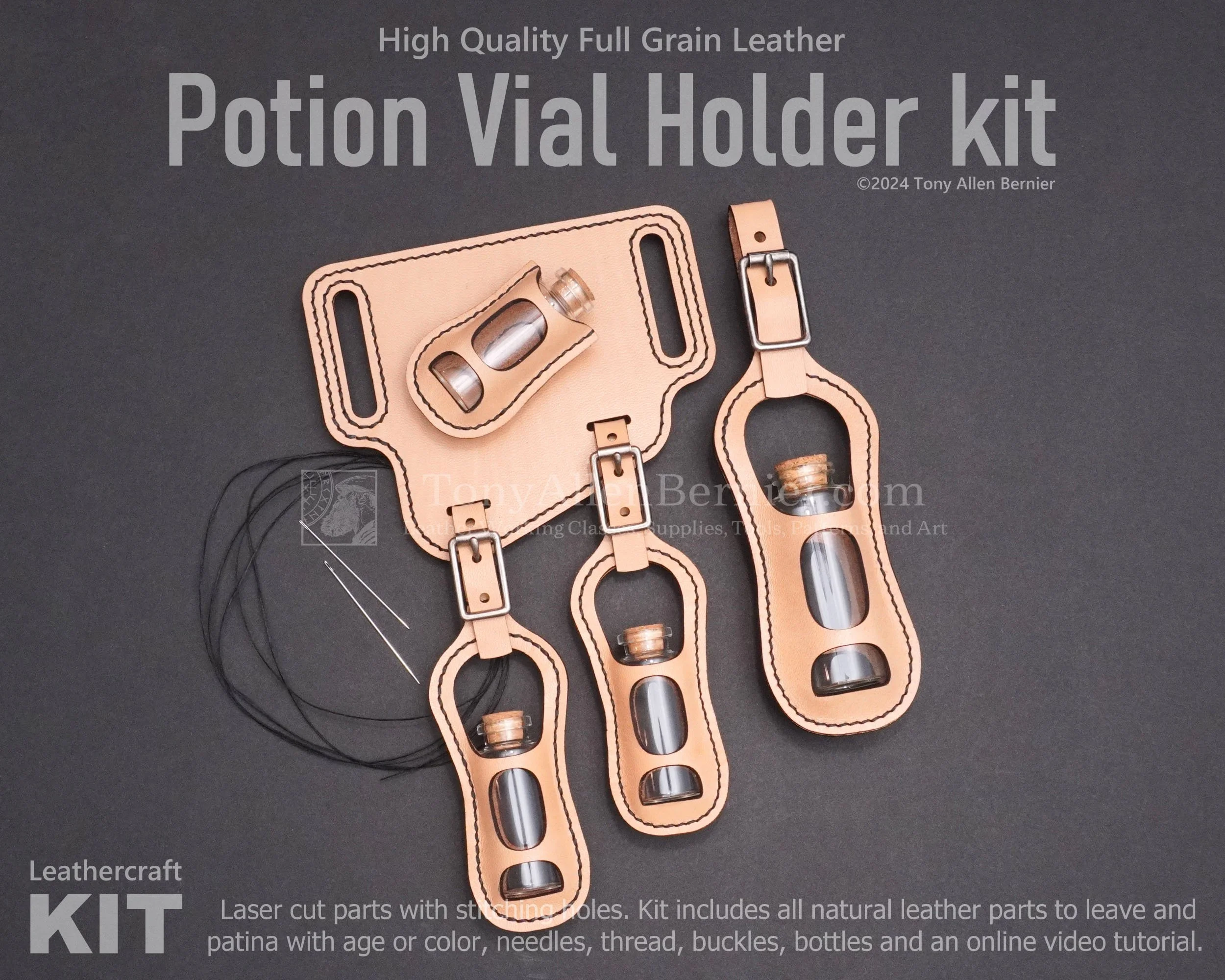 How to make Leather Potion Vial Holders for your belt with Patterns or ...